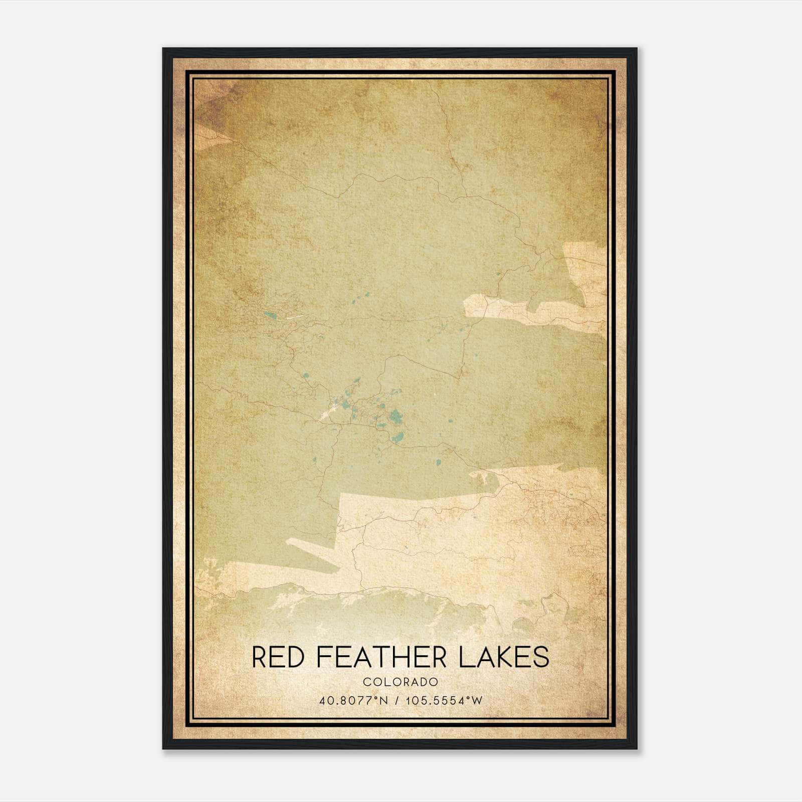 Vintage Red Feather Lakes Colorado Map Poster, Red Feather Lakes CO ...