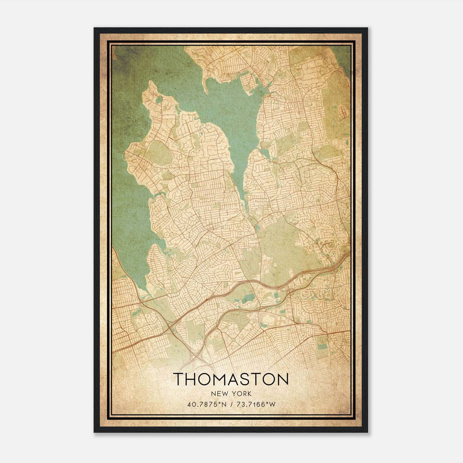 Vintage Thomaston New York Map Poster, Thomaston NY City Road Wall Art ...