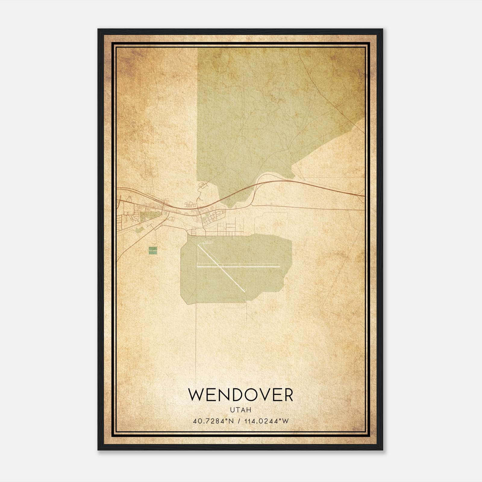Vintage Wendover Utah Map Poster, Wendover UT City Road Wall Art Print ...