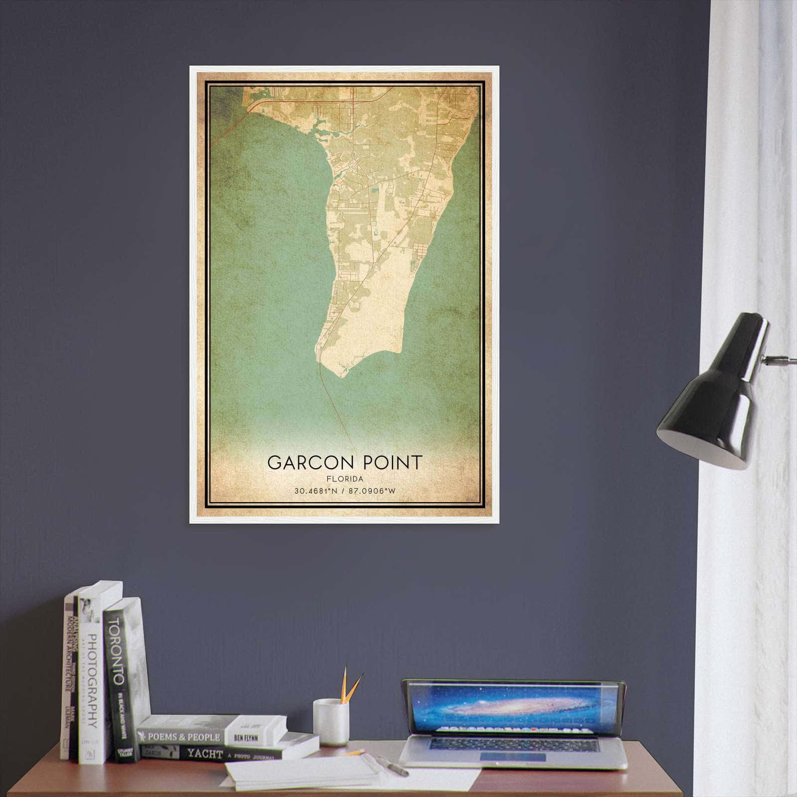 Vintage Garcon Point Florida Map Poster, Garcon Point FL City Road Wall ...