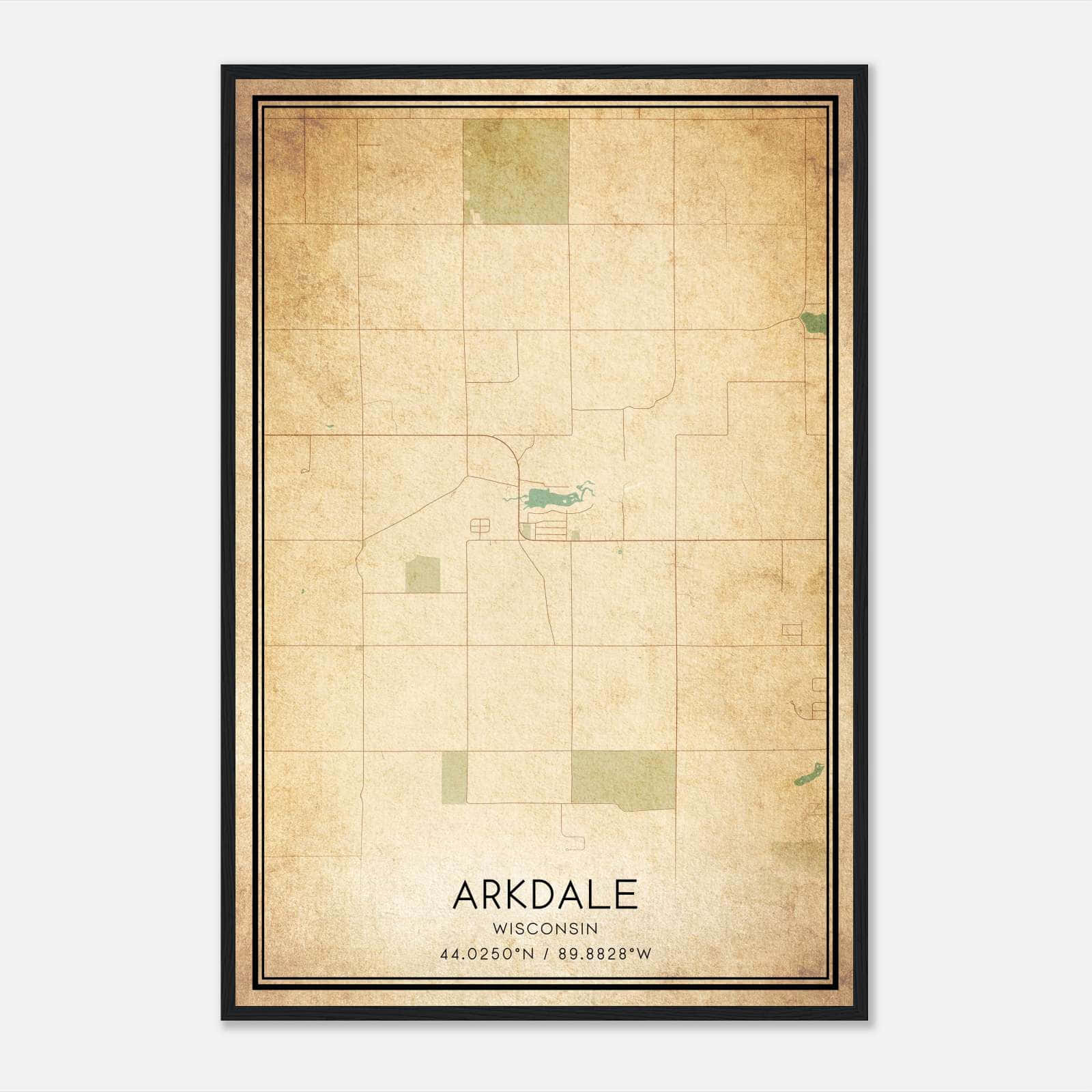 Vintage Arkdale Wisconsin Map Poster, Arkdale WI City Road Wall Art ...