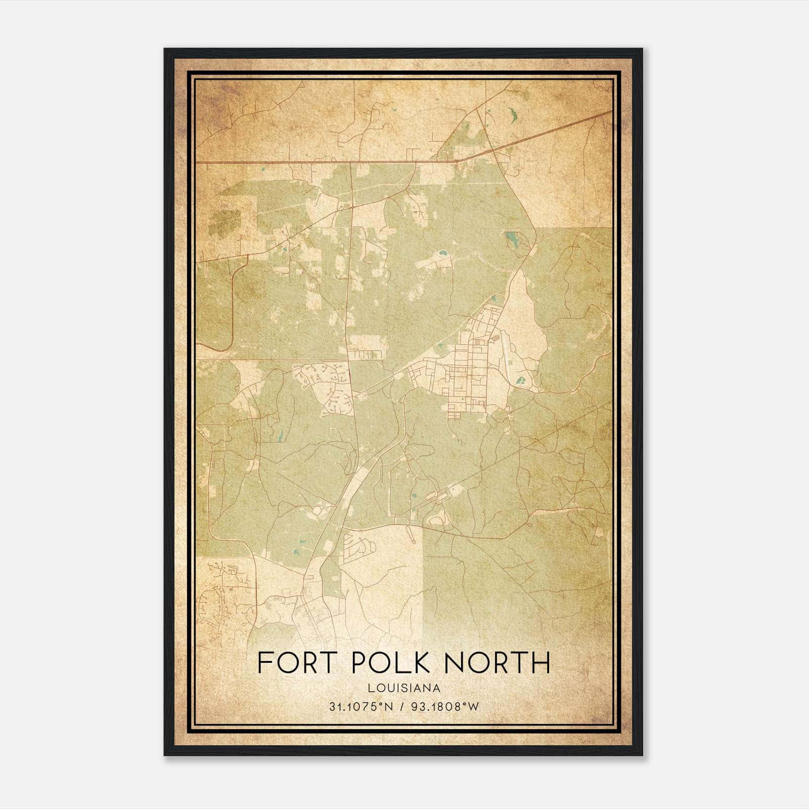 Vintage Fort Polk North Louisiana Map Poster, Fort Polk North LA City ...