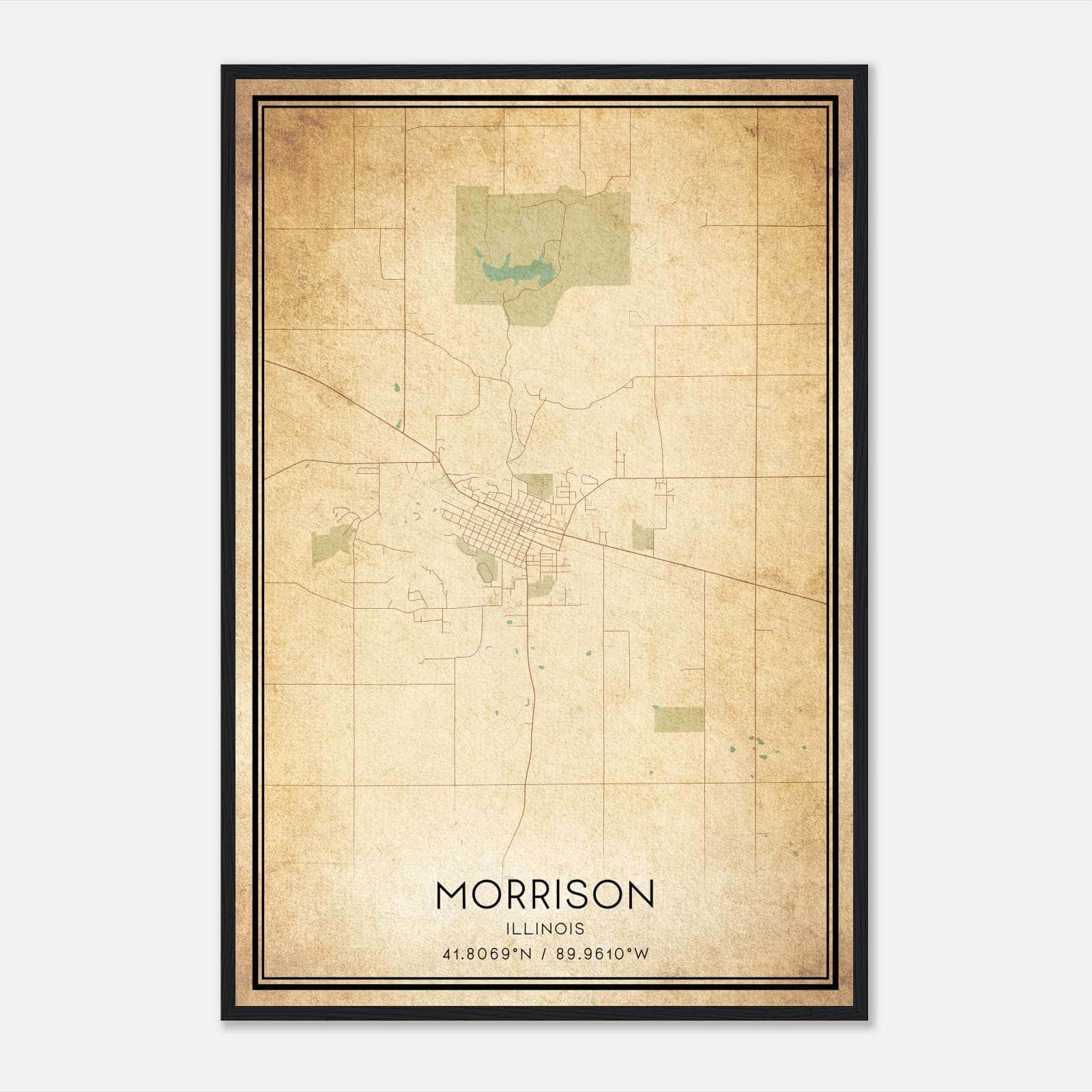 Vintage Morrison Illinois Map Poster, Morrison IL City Road Wall Art ...