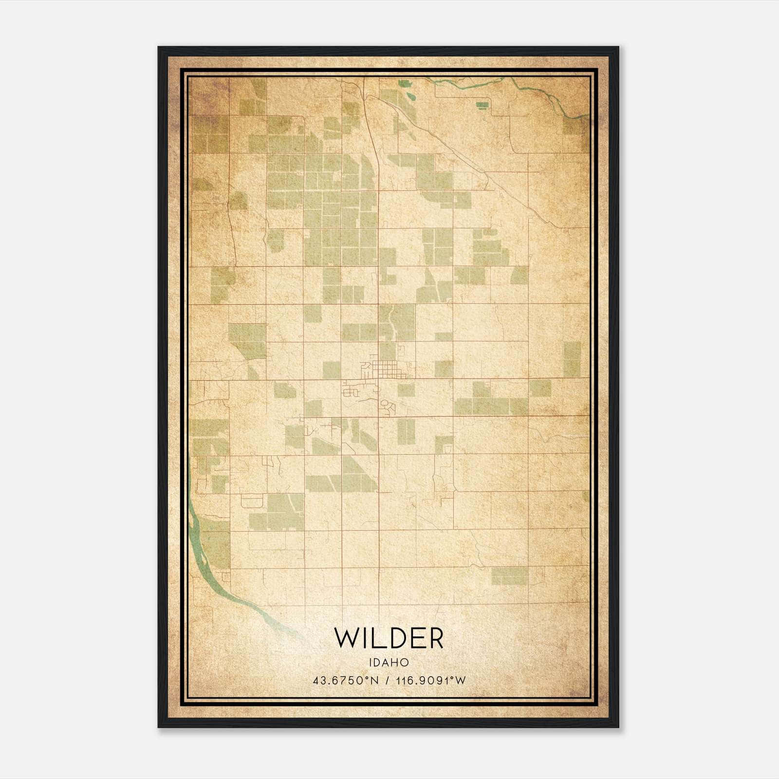 Vintage Wilder Idaho Map Poster, Wilder ID City Road Wall Art Print ...