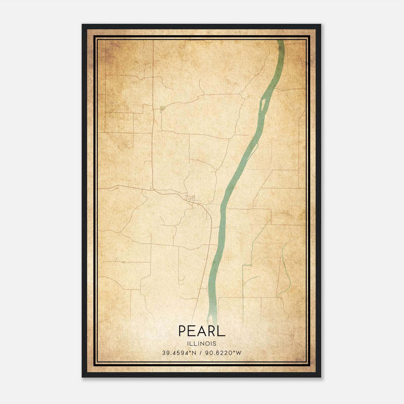 Vintage Pearl Illinois Map Poster, Pearl IL City Road Wall Art Print ...