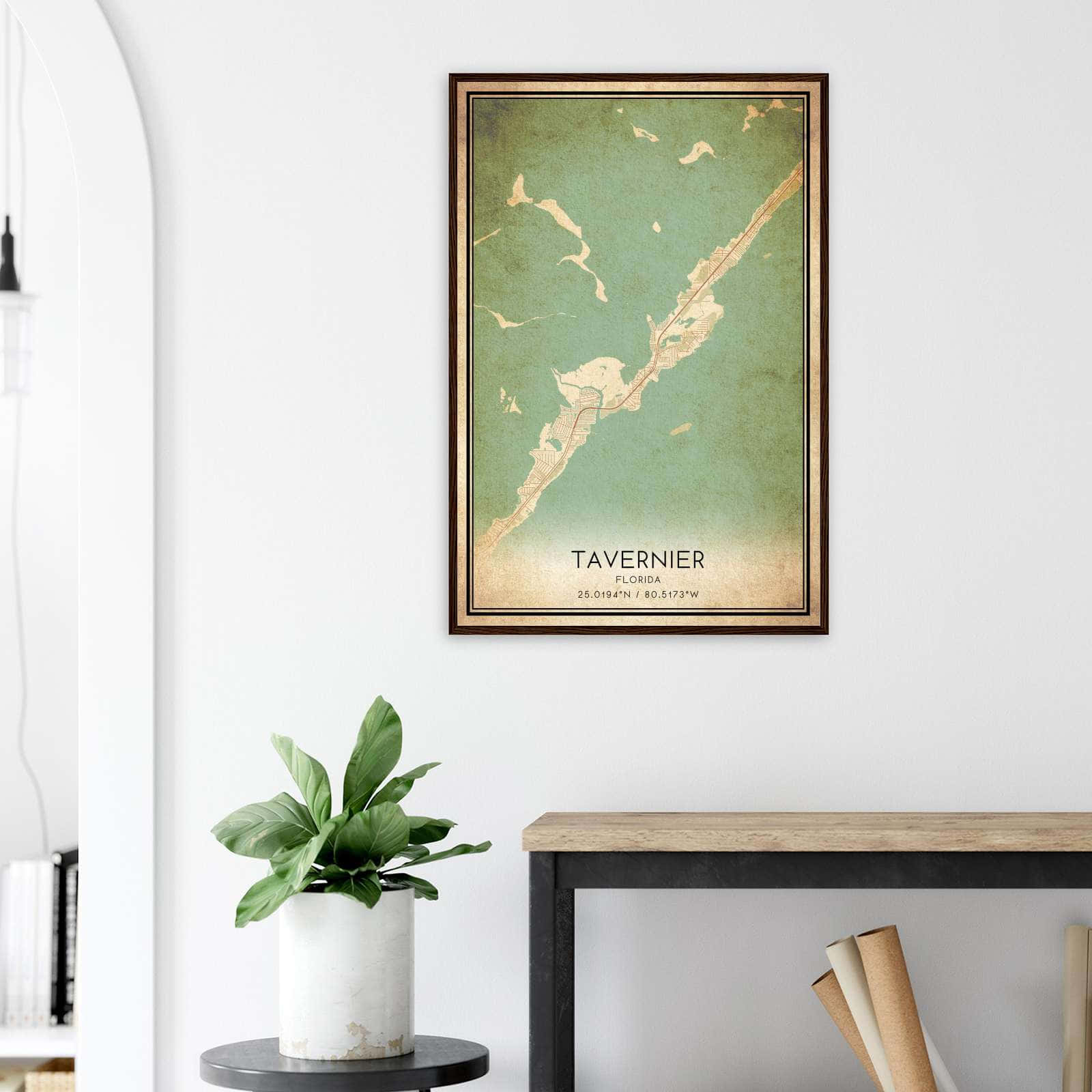 Vintage Tavernier Florida Map Poster, Tavernier FL City Road Wall Art ...