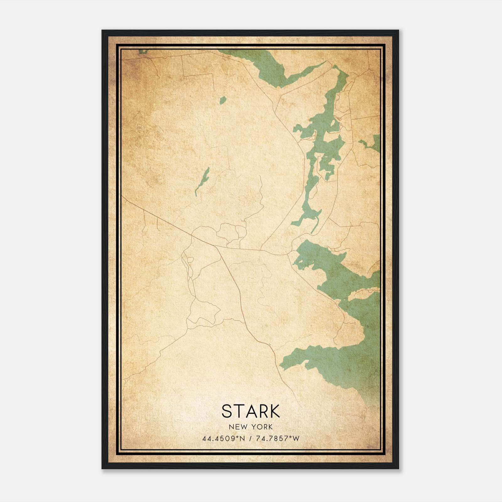 Vintage Stark New York Map Poster, Stark NY City Road Wall Art Print ...