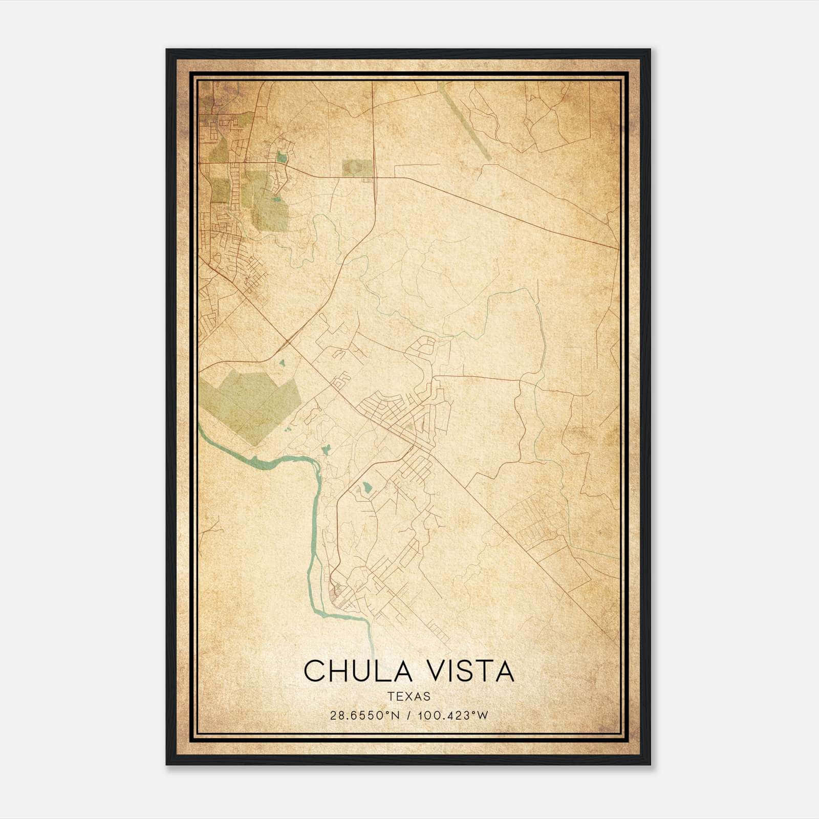 Vintage Chula Vista Texas Map Poster, Chula Vista TX City Road Wall Art ...