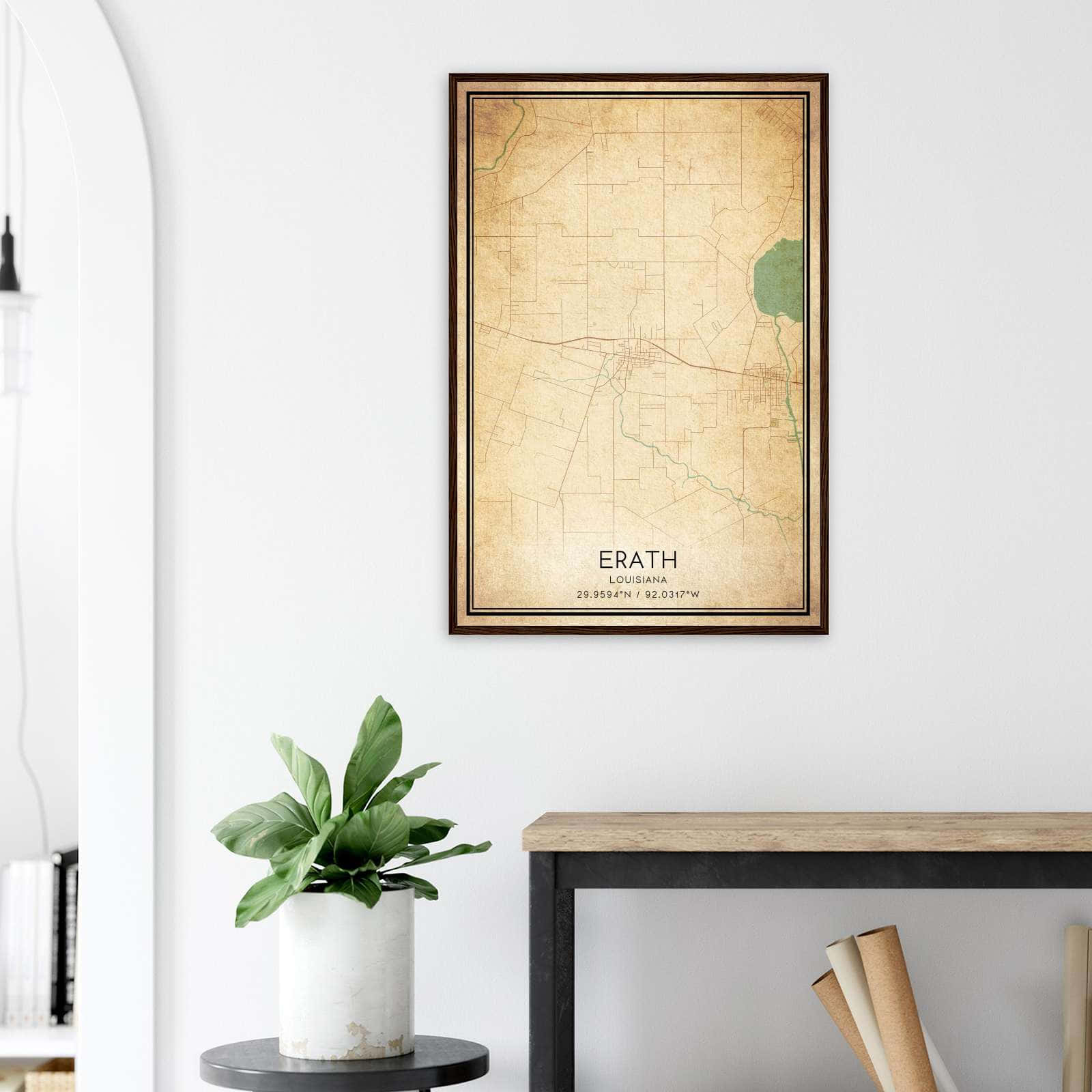 Vintage Erath Louisiana Map Poster, Erath LA City Road Wall Art Print ...