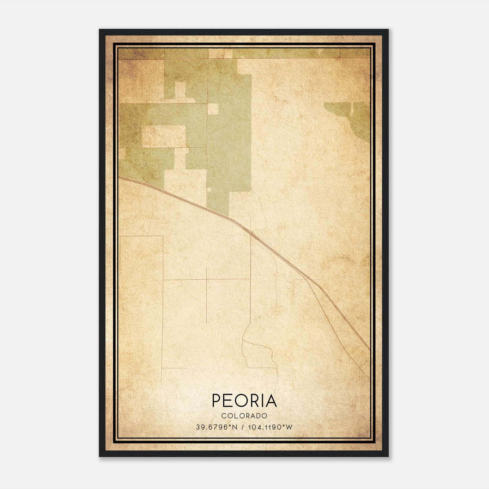 Vintage Peoria Colorado Map Poster, Peoria CO City Road Wall Art Print ...
