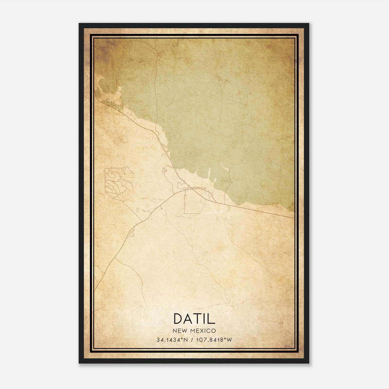 Vintage Datil New Mexico Map Poster, Datil NM City Road Wall Art Print ...