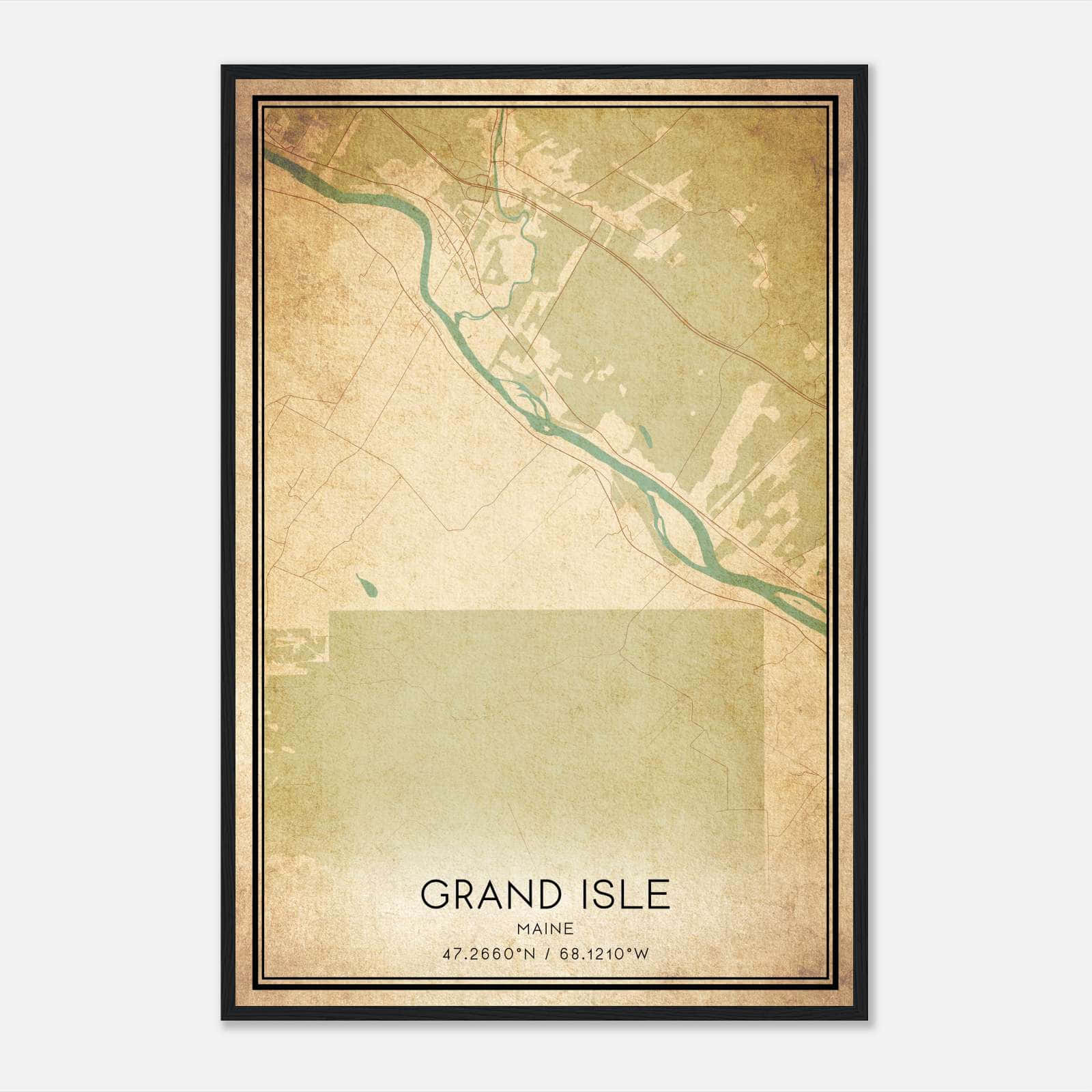 Vintage Grand Isle Maine Map Poster, Grand Isle ME City Road Wall Art ...