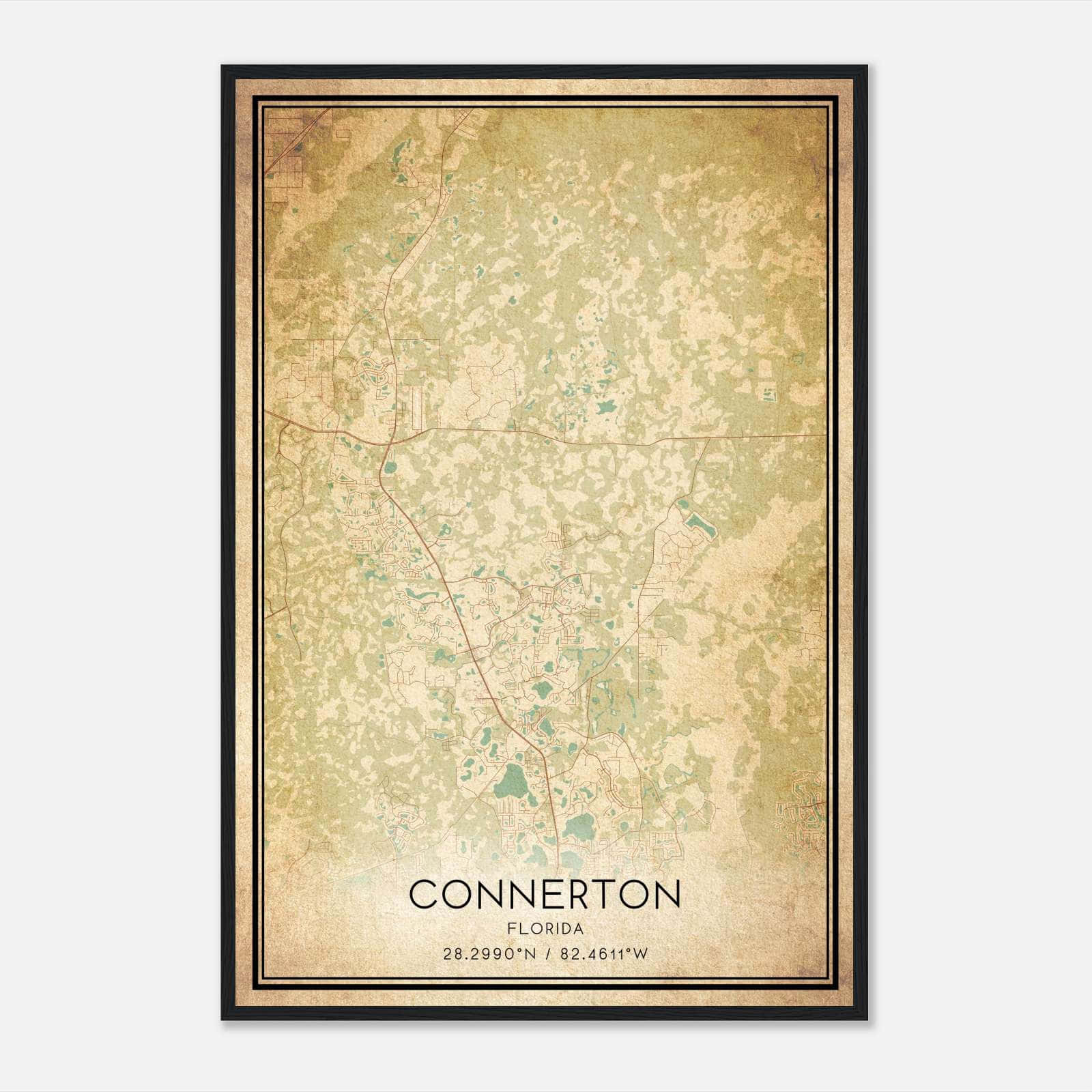 Vintage Connerton Florida Map Poster, Connerton FL City Road Wall Art ...