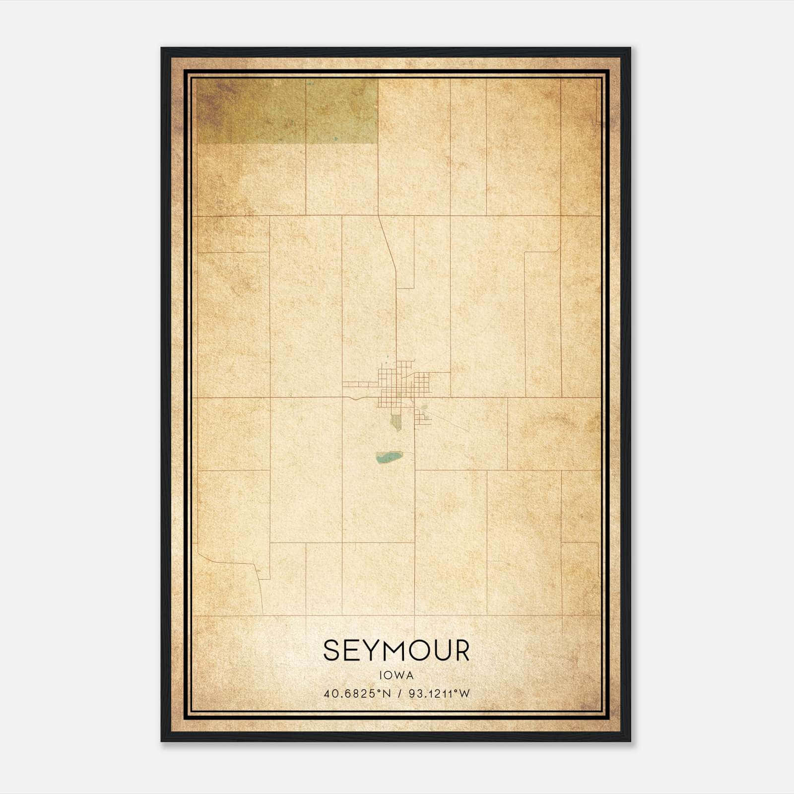 Vintage Seymour Iowa Map Poster, Seymour IA City Road Wall Art Print ...