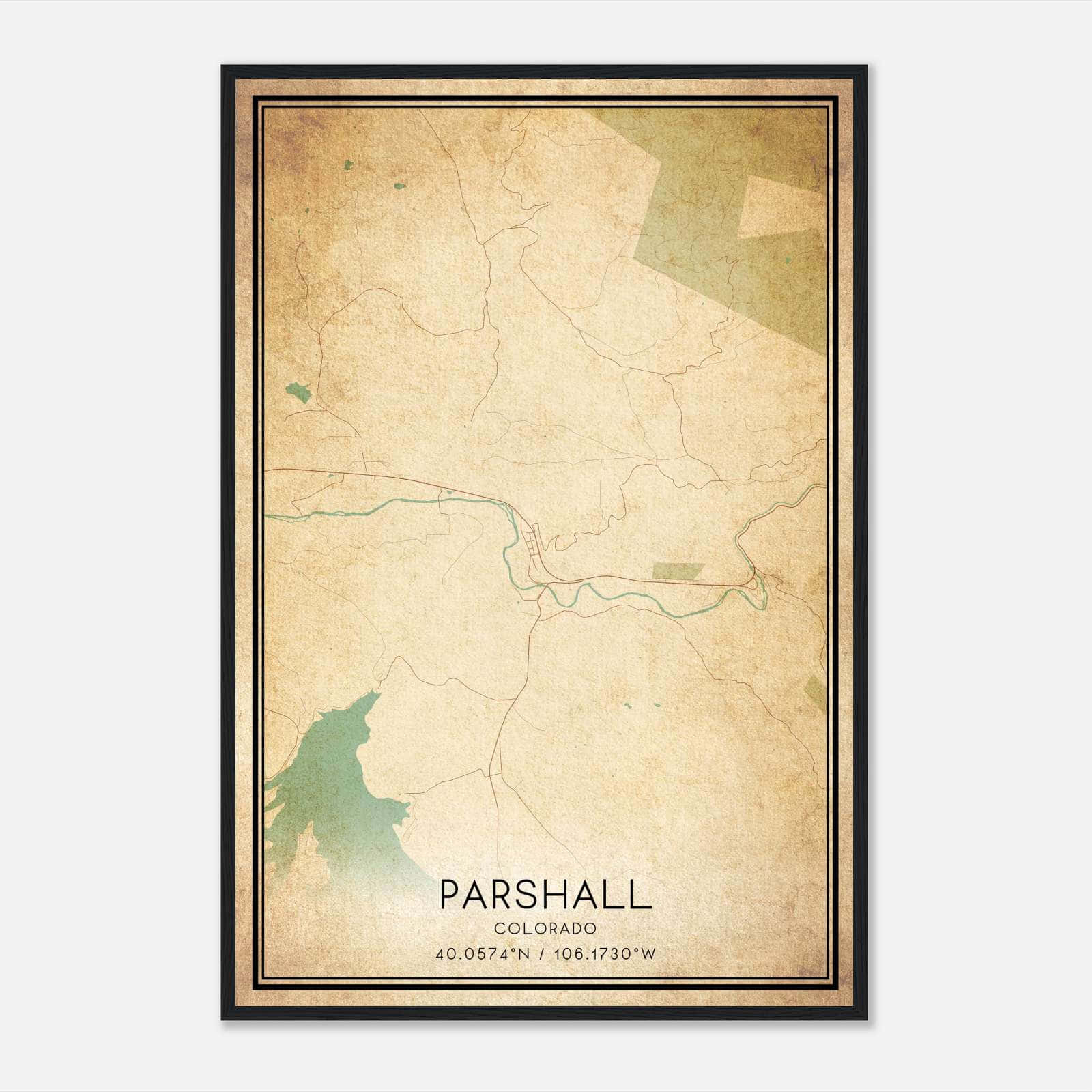 Vintage Parshall Colorado Map Poster, Parshall CO City Road Wall Art ...