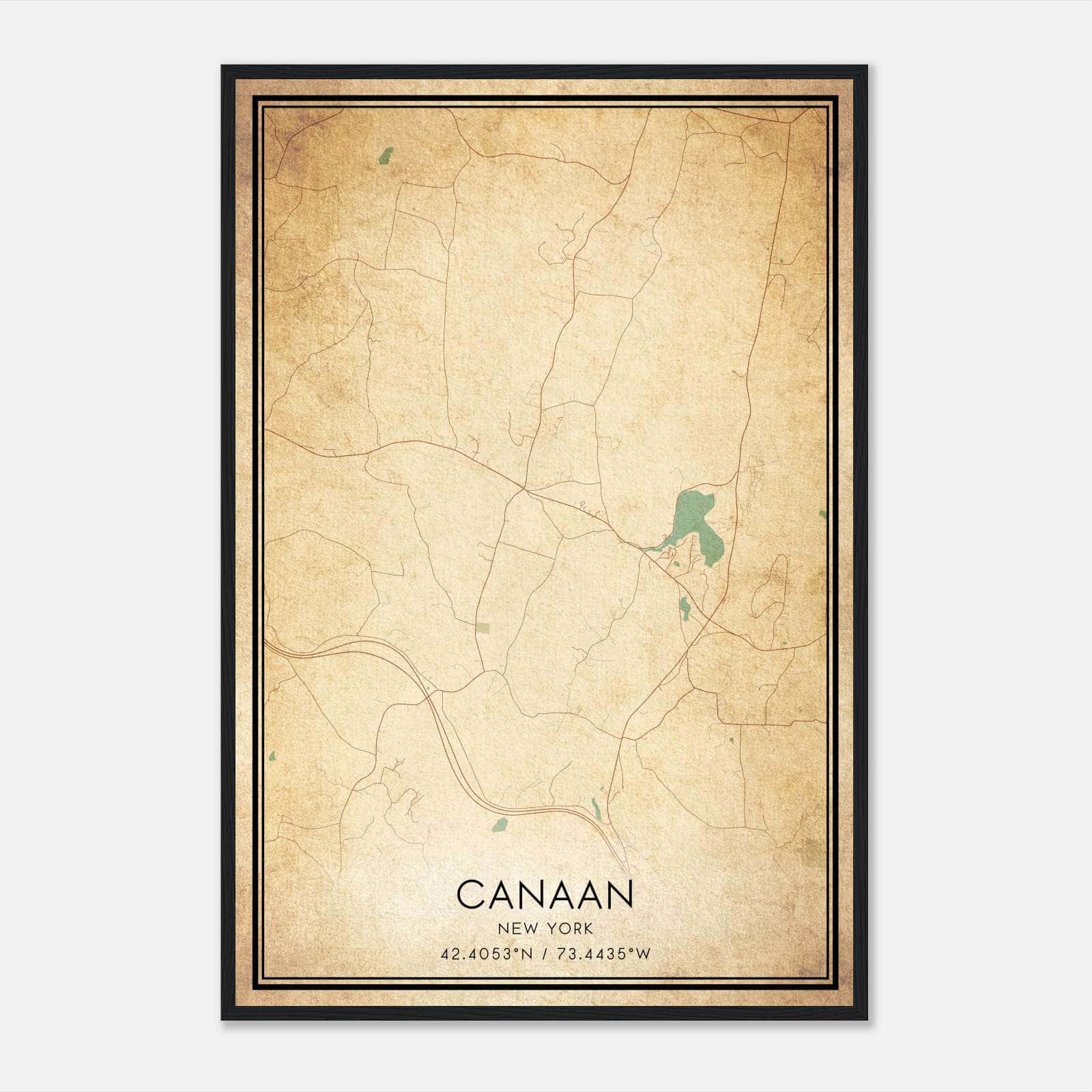Vintage Canaan New York Map Poster, Canaan NY City Road Wall Art Print ...