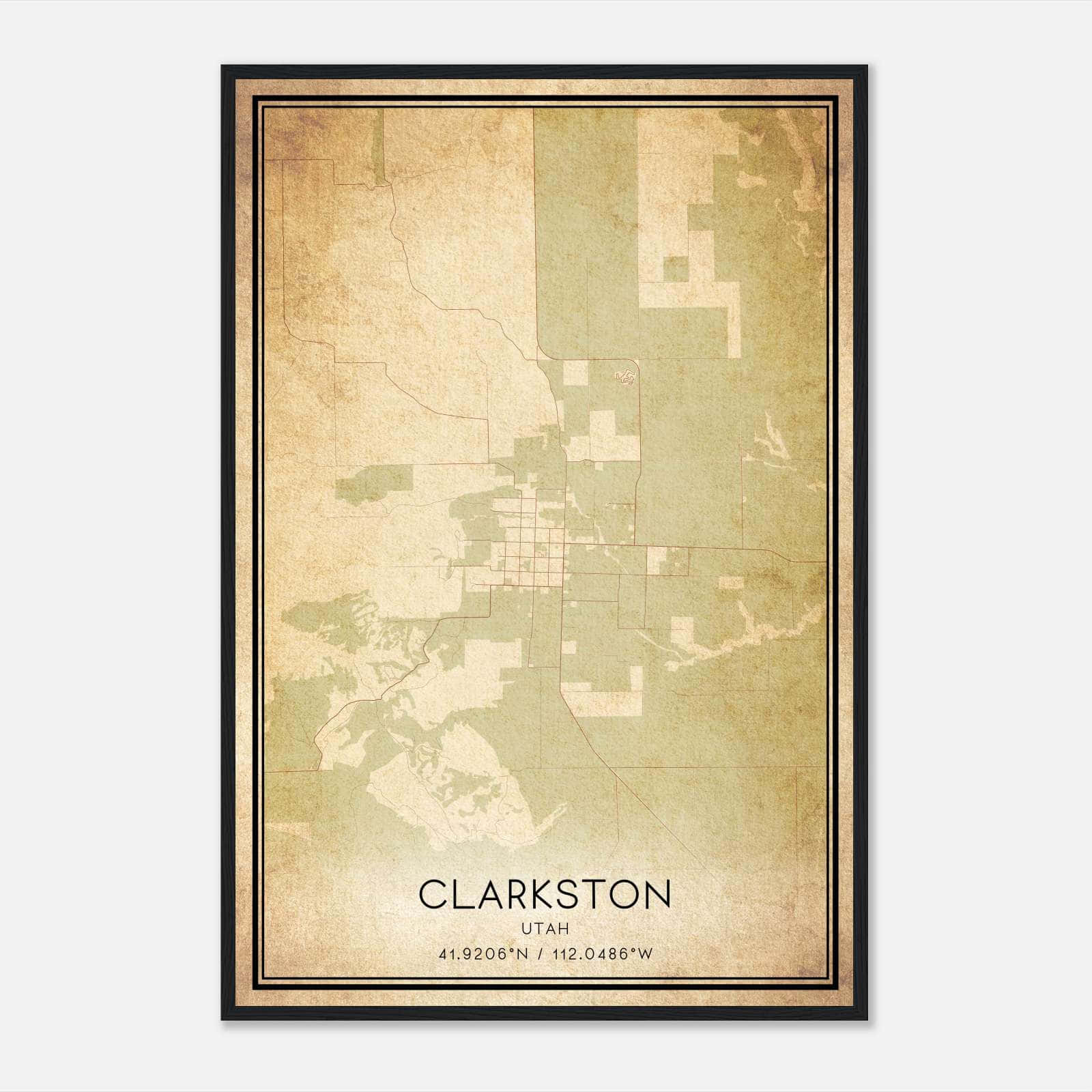 Vintage Clarkston Utah Map Poster, Clarkston UT City Road Wall Art ...