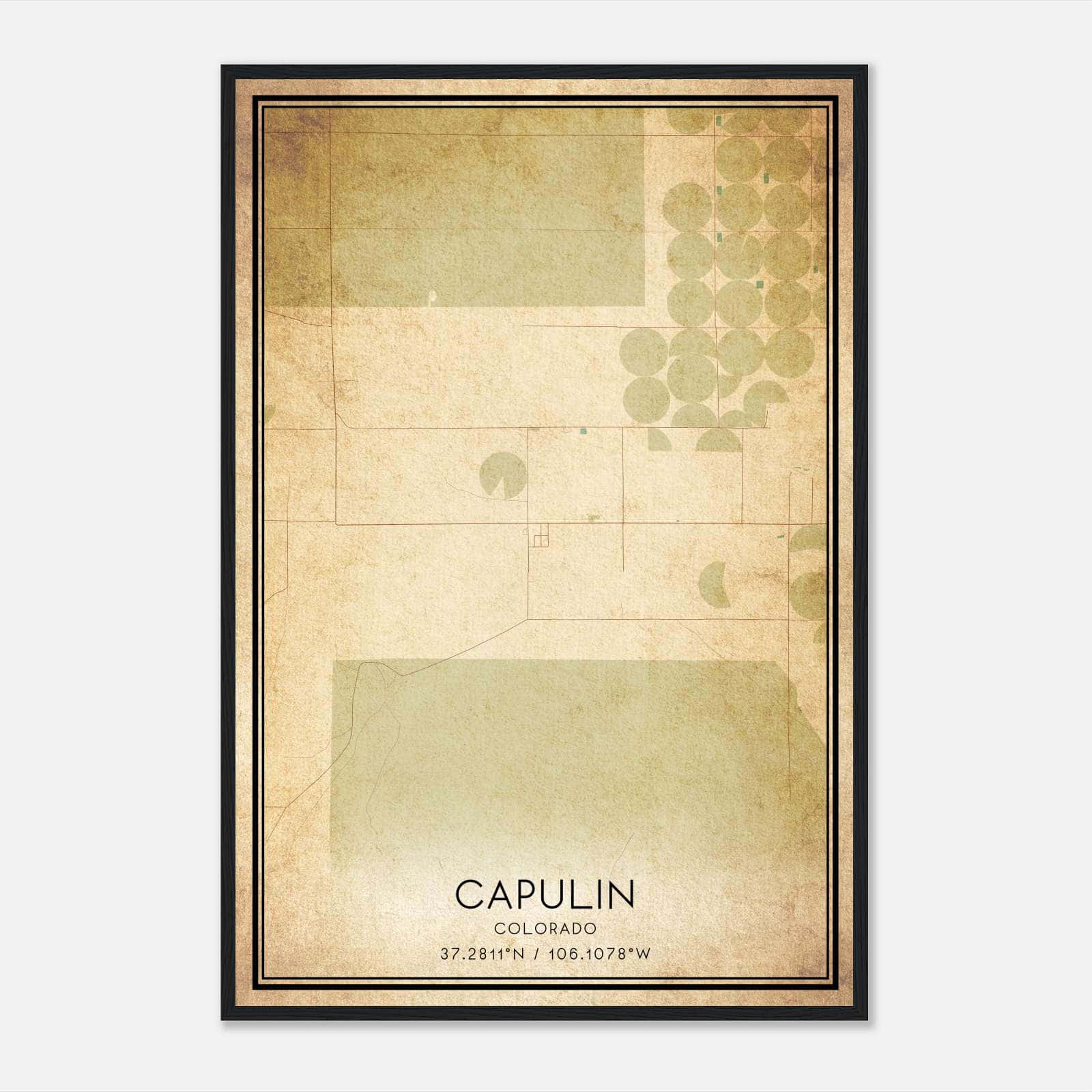 Vintage Capulin Colorado Map Poster, Capulin CO City Road Wall Art ...