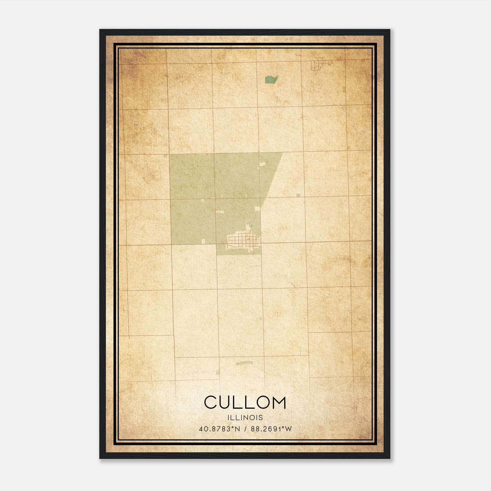 Vintage Cullom Illinois Map Poster, Cullom IL City Road Wall Art Print ...