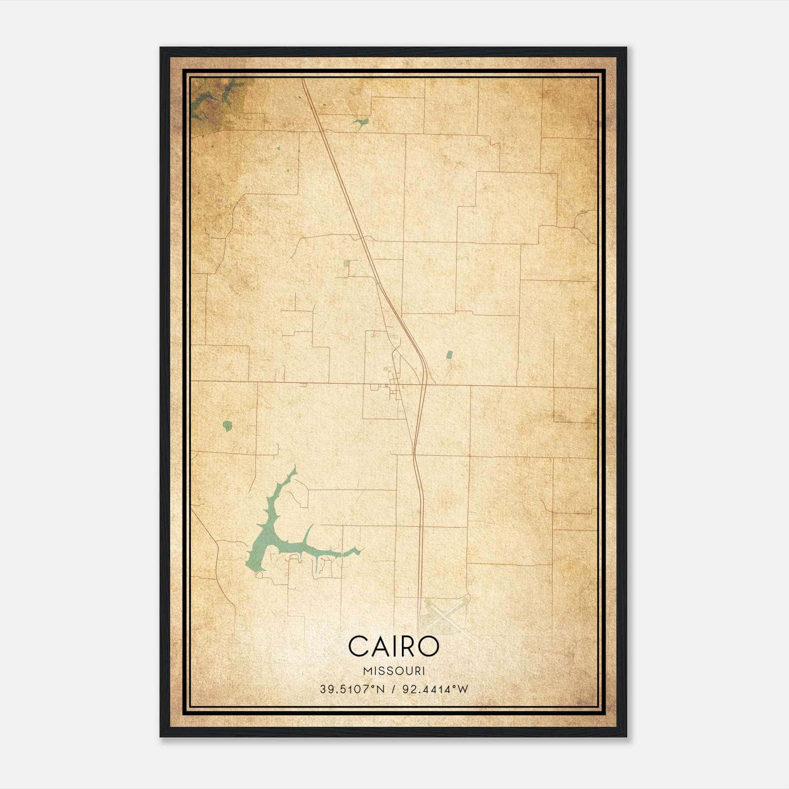 Vintage Cairo Missouri Map Poster, Cairo MO City Road Wall Art Print ...
