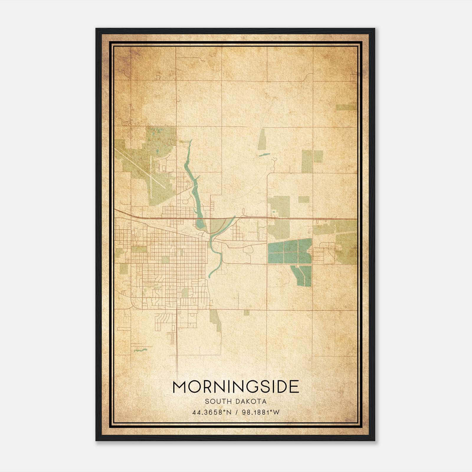 Vintage Morningside South Dakota Map Poster, Morningside SD City Road ...