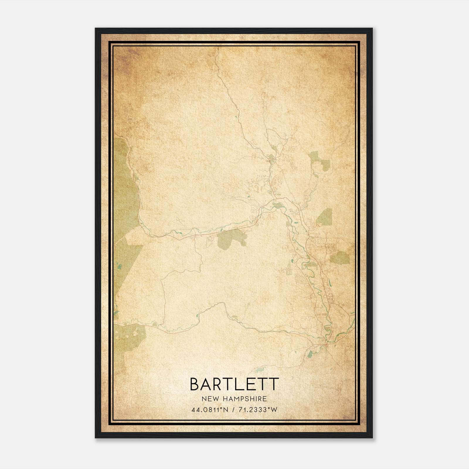 Vintage Bartlett New Hampshire Map Poster, Bartlett NH City Road Wall Art Print - Custom Maps ...