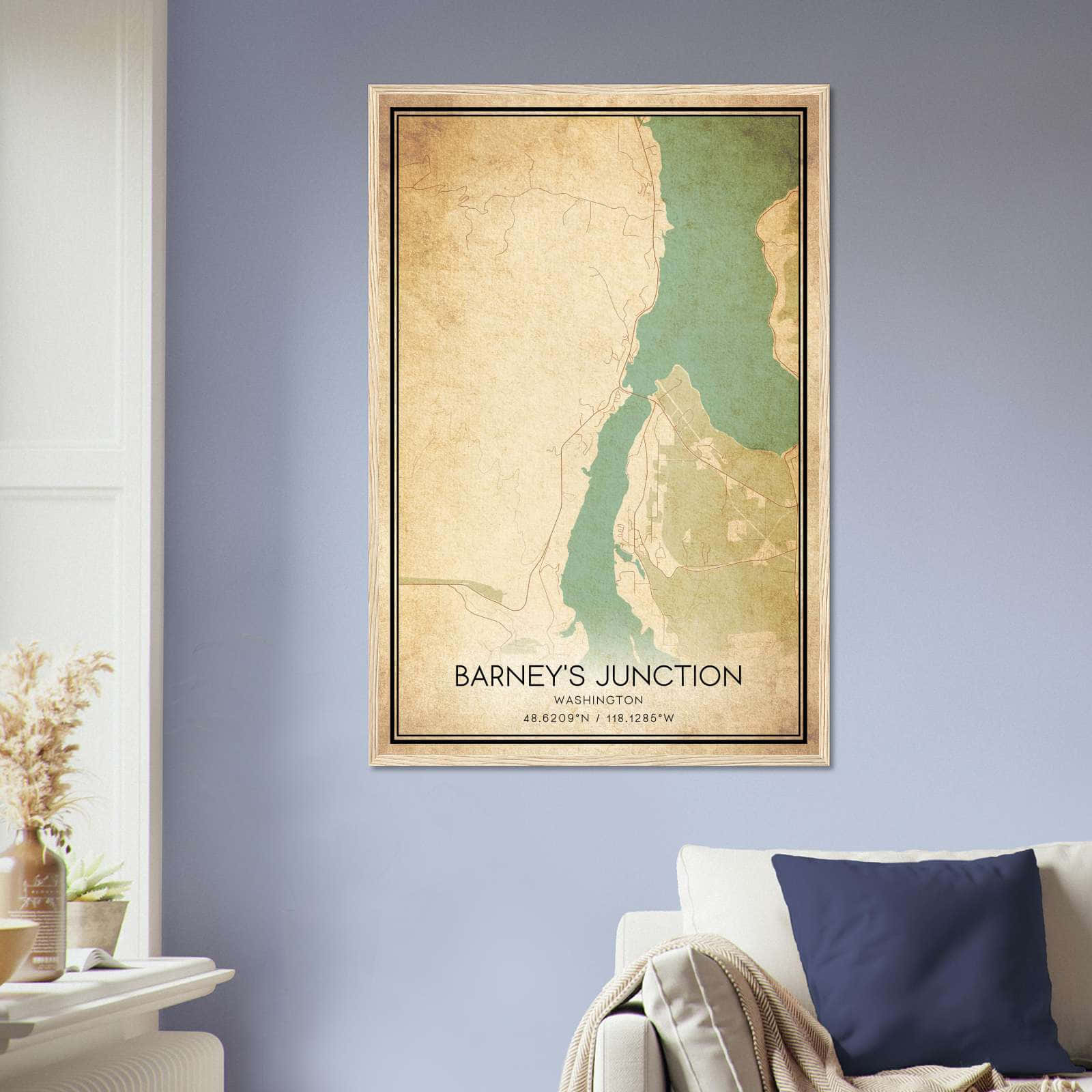 Vintage Barney's Junction Washington Map Poster, Barney's Junction WA ...