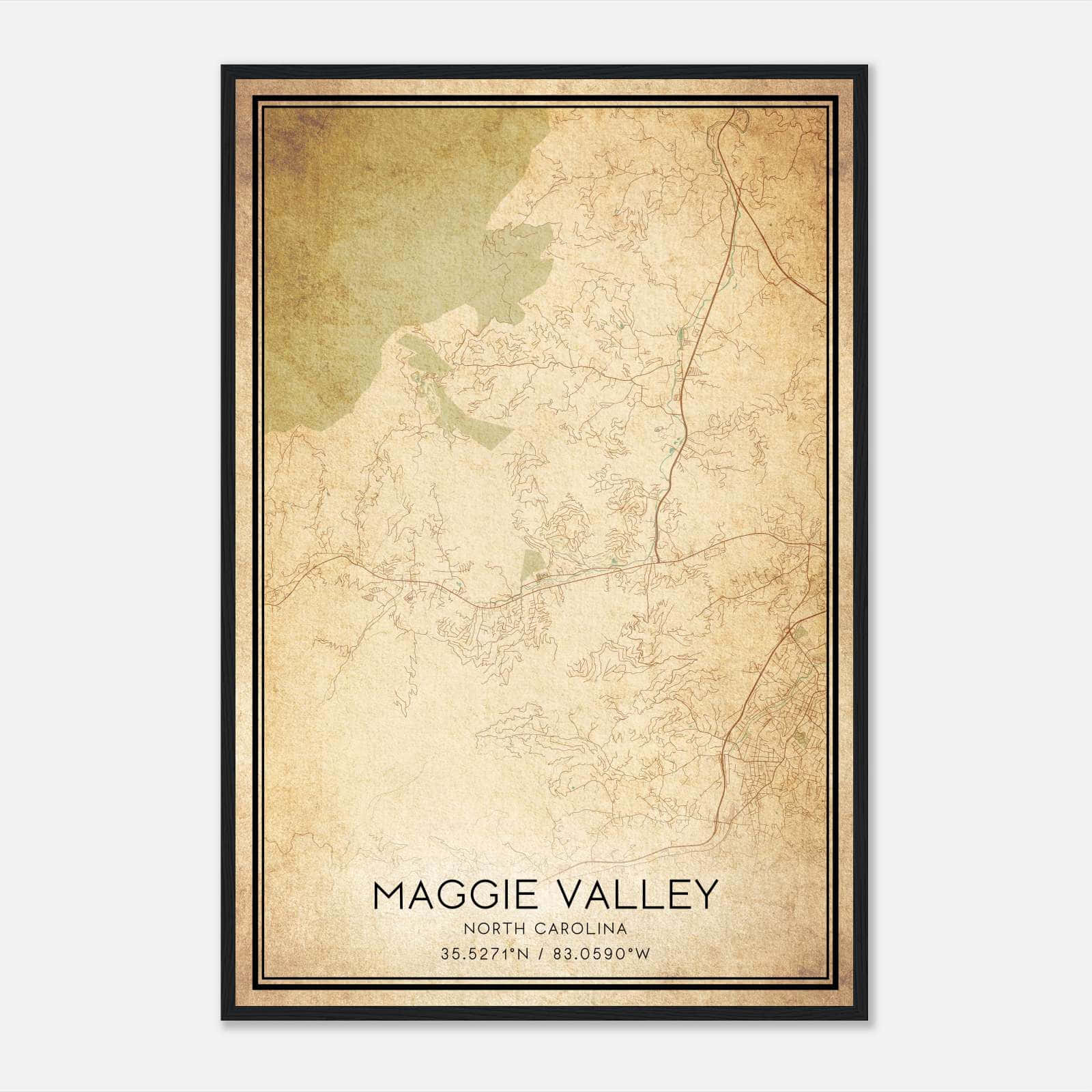 Vintage Maggie Valley North Carolina Map Poster, Maggie Valley NC City ...