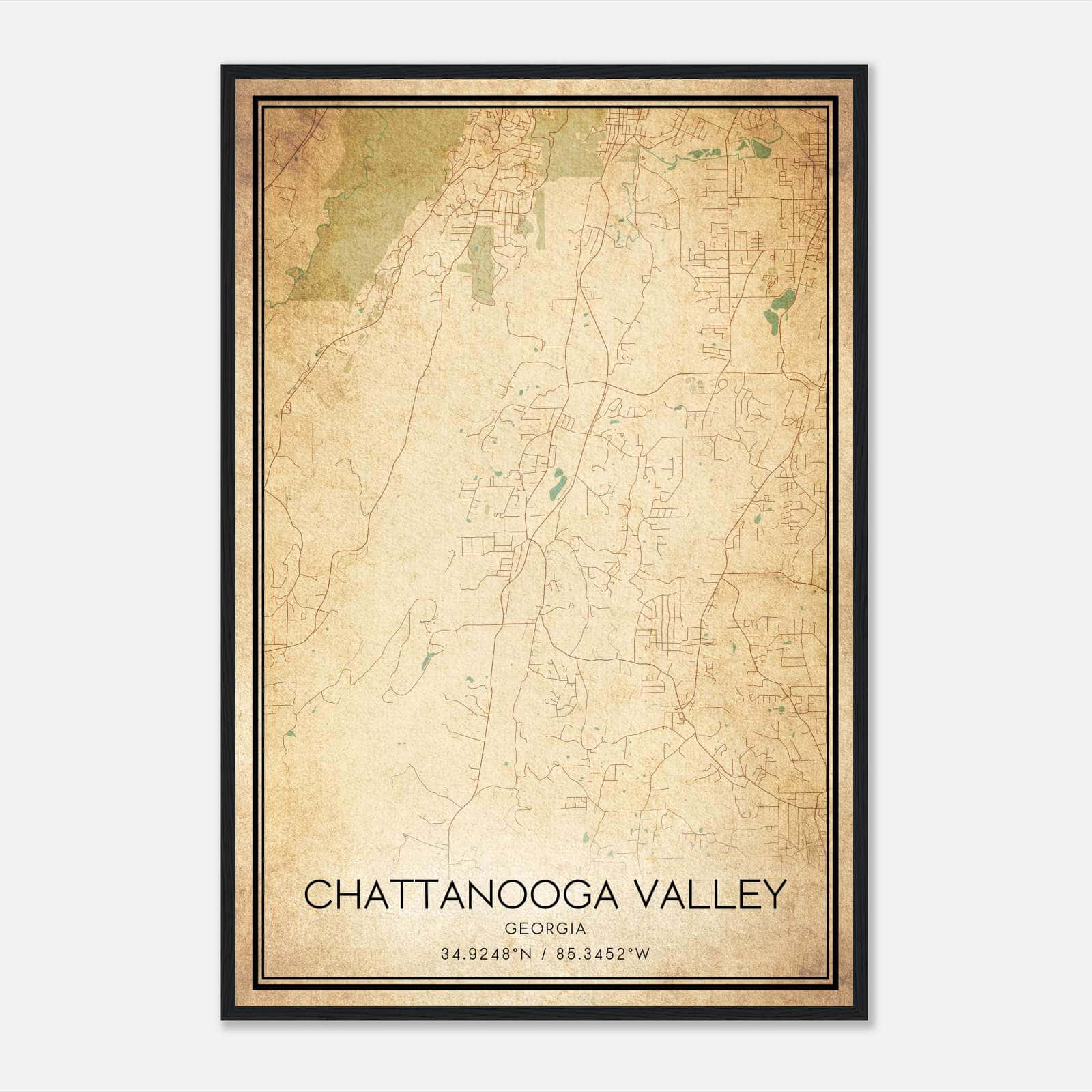 Vintage Chattanooga Valley Georgia Map Poster, Chattanooga Valley GA ...