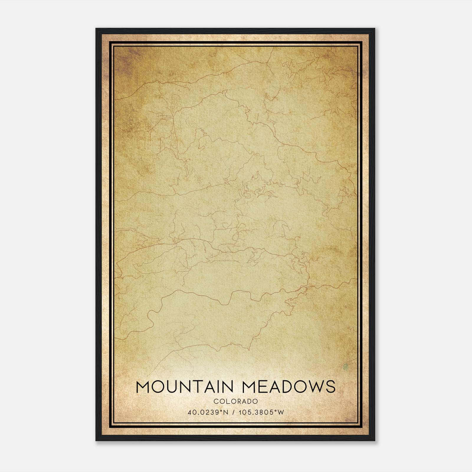 Vintage Mountain Meadows Colorado Map Poster, Mountain Meadows CO City ...
