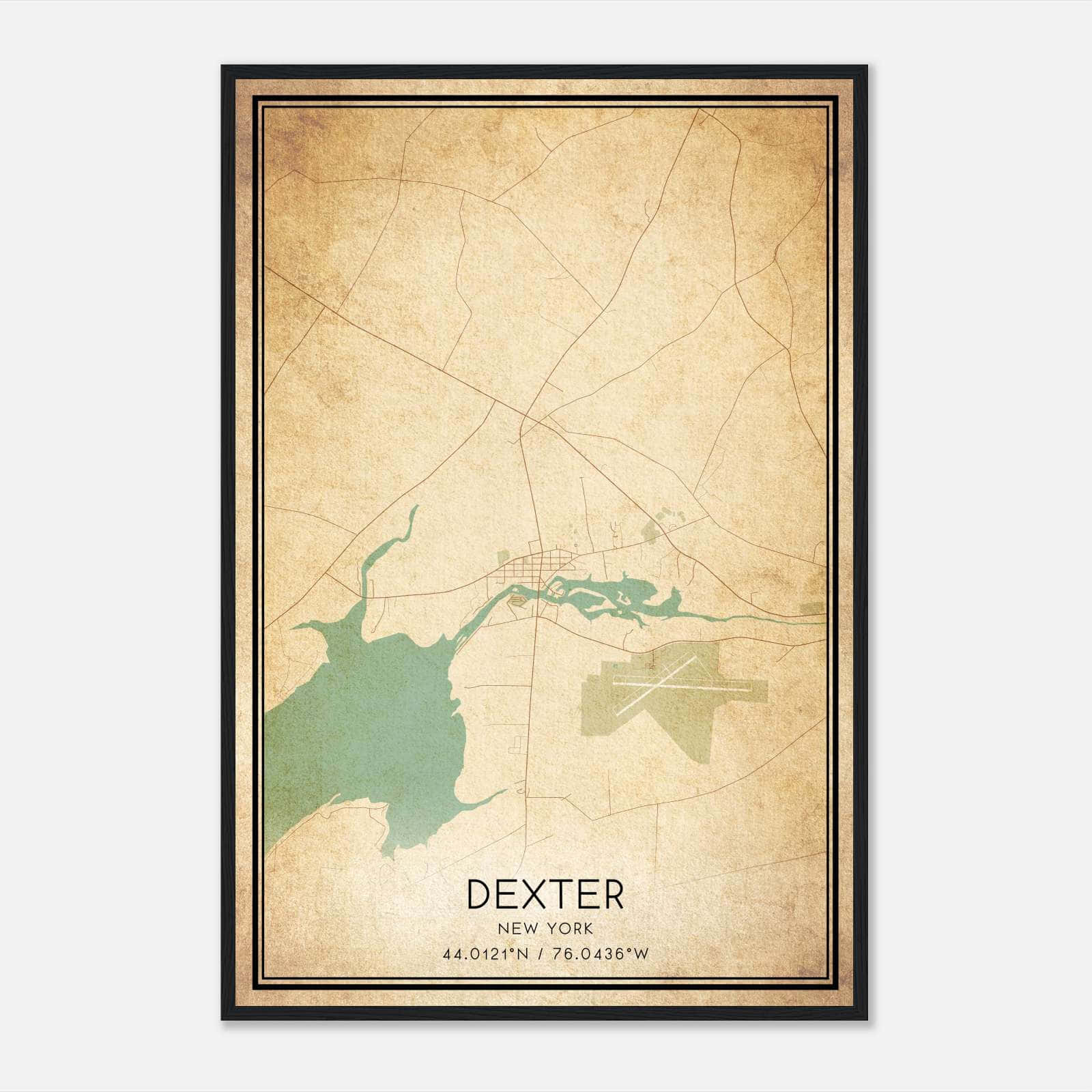 Vintage Dexter New York Map Poster, Dexter NY City Road Wall Art Print ...