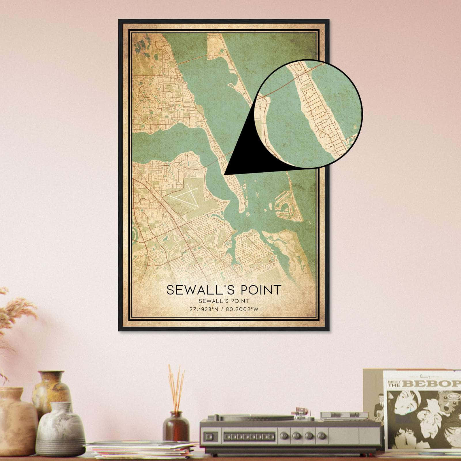 Vintage Sewall's Point Sewall's Point Map Poster, Sewall's Point City ...