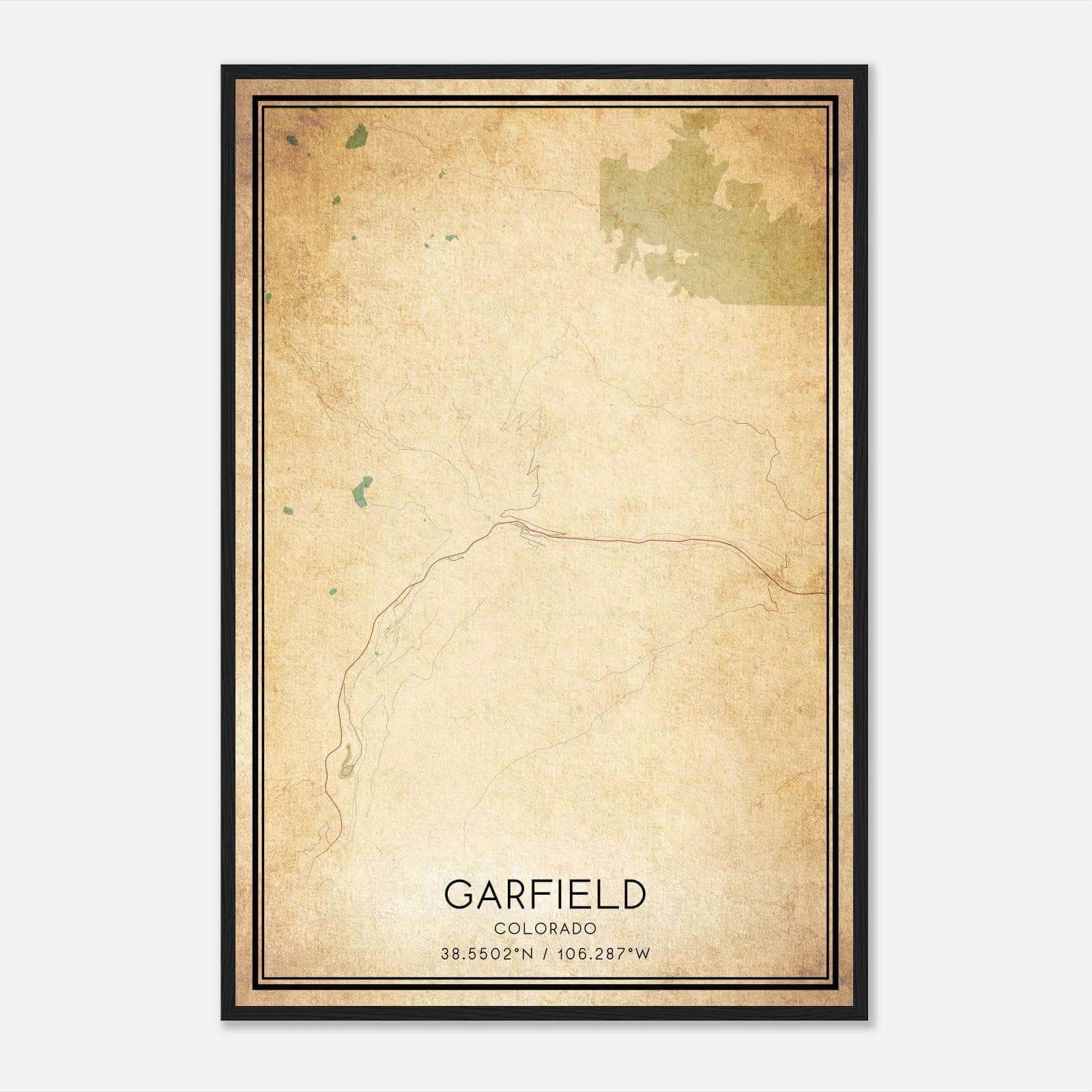Vintage Garfield Colorado Map Poster, Garfield CO City Road Wall Art ...