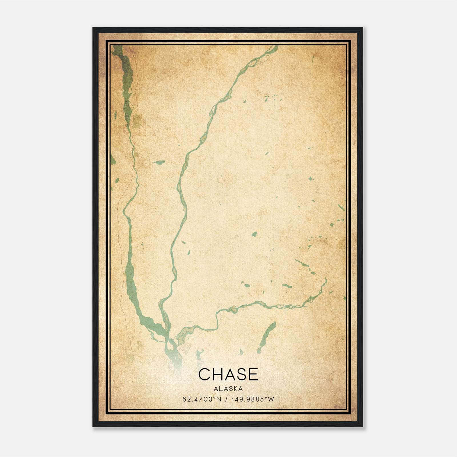 Vintage Chase Alaska Map Poster, Chase AK City Road Wall Art Print ...