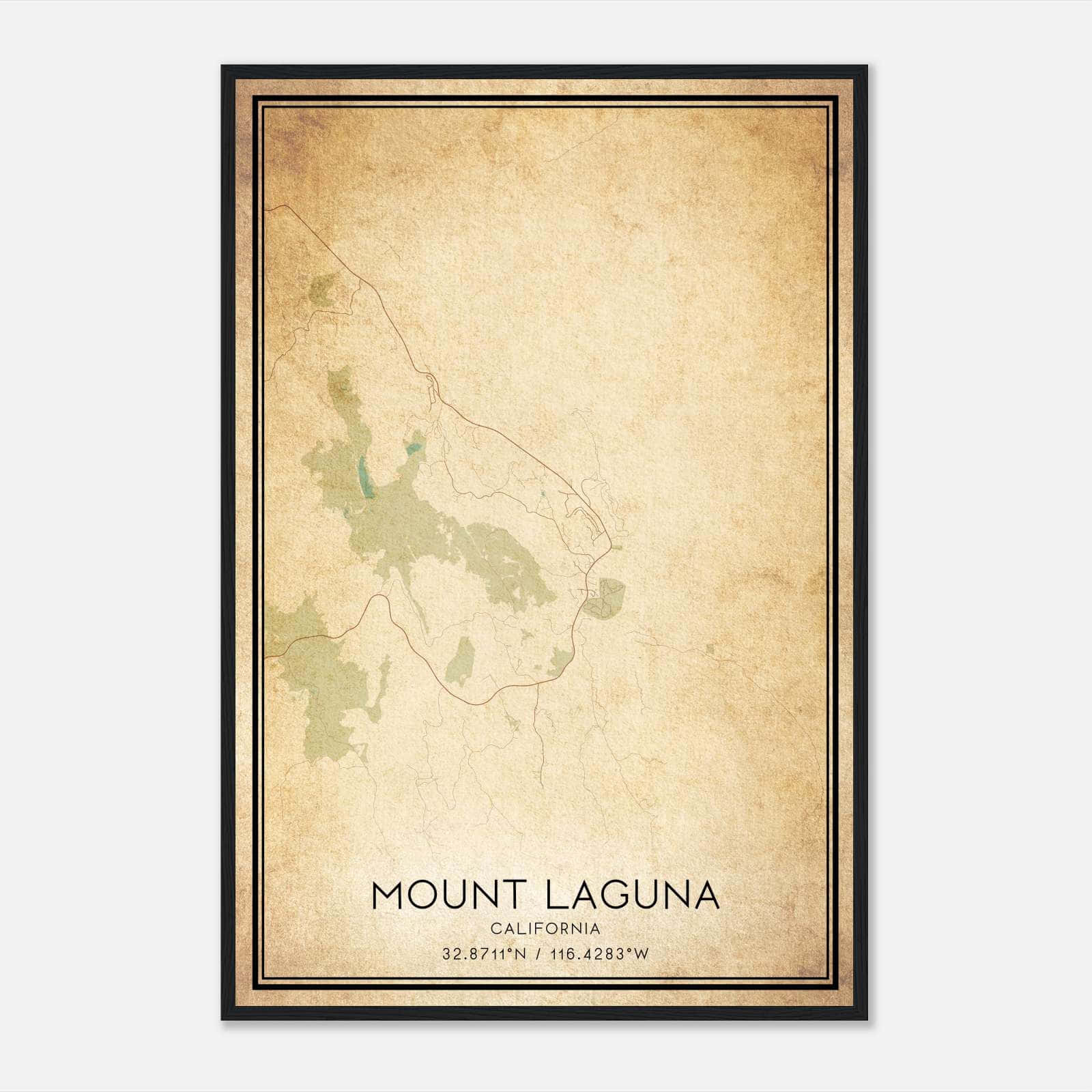 Vintage Mount Laguna California Map Poster, Mount Laguna CA City Road ...