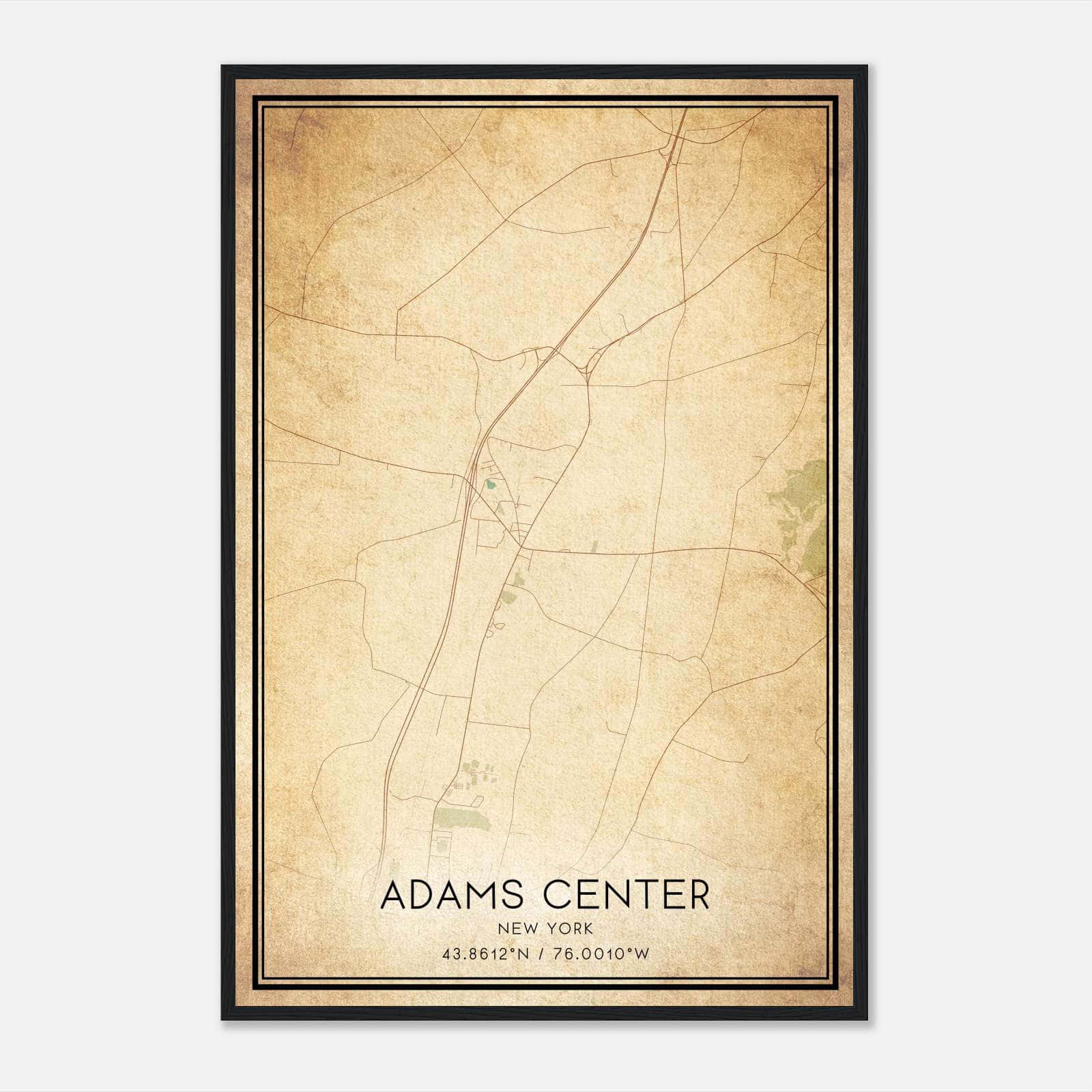 Vintage Adams Center New York Map Poster, Adams Center NY City Road ...