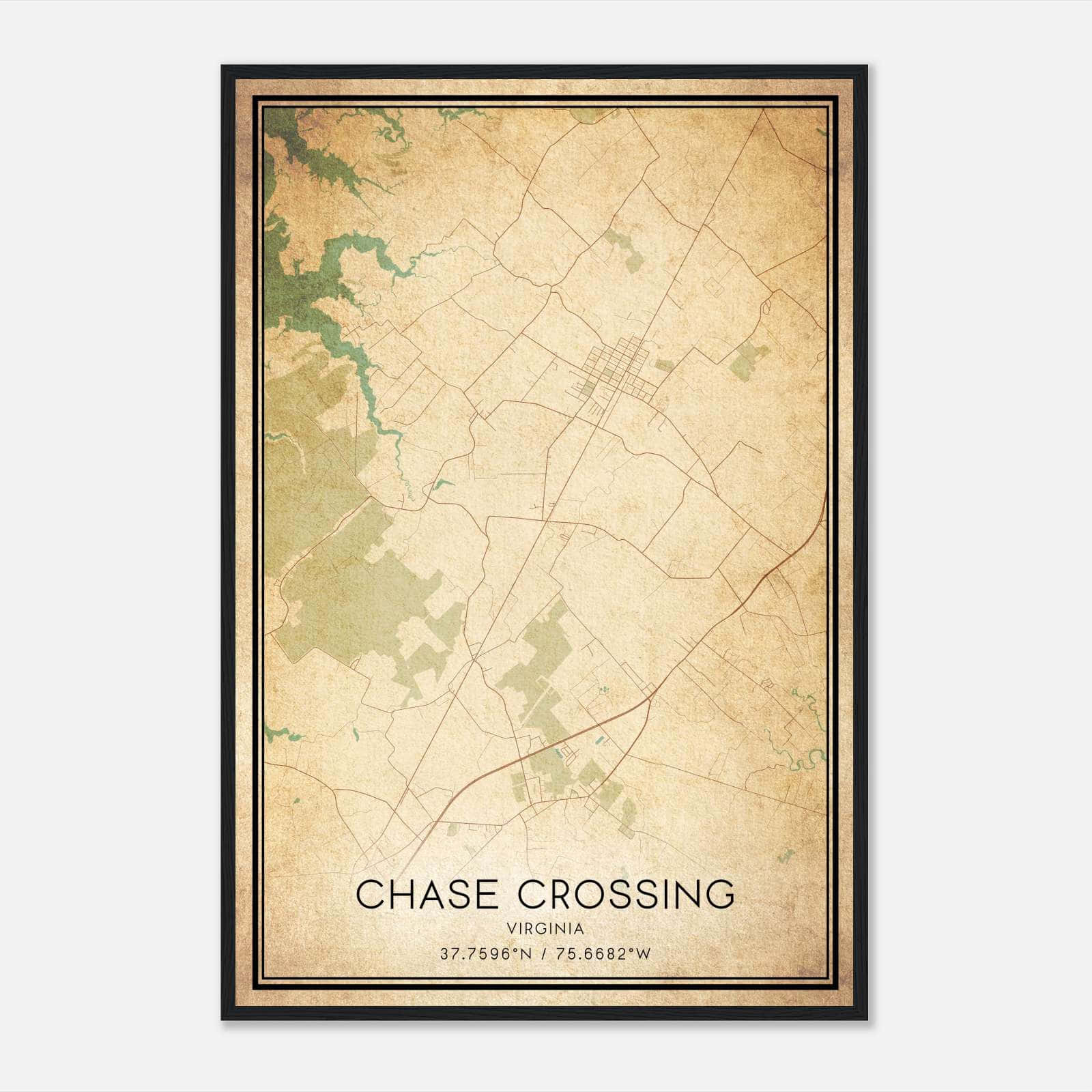 Vintage Chase Crossing Virginia Map Poster, Chase Crossing VA City Road ...