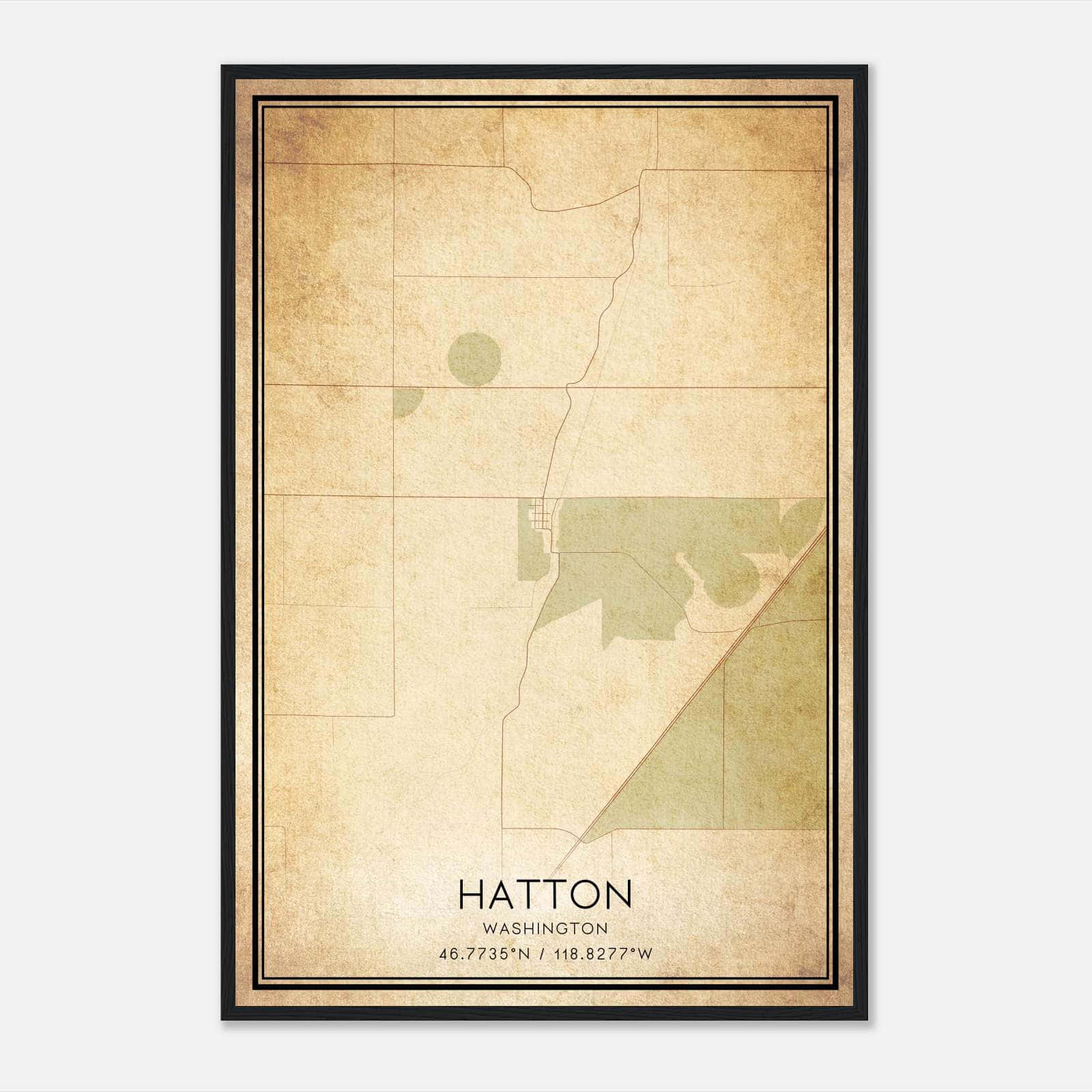 Vintage Hatton Washington Map Poster, Hatton WA City Road Wall Art ...