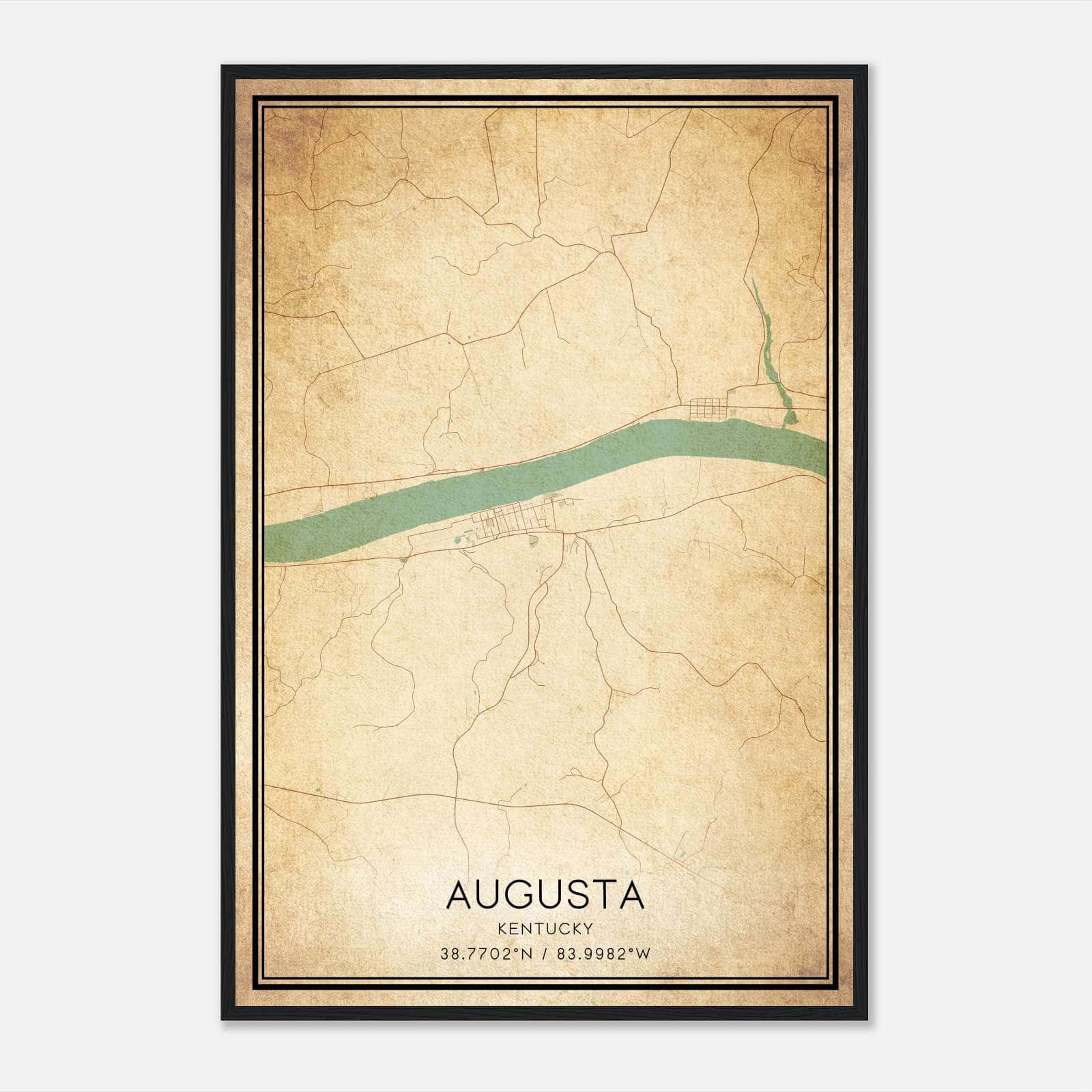 Vintage Augusta Kentucky Map Poster, Augusta KY City Road Wall Art ...