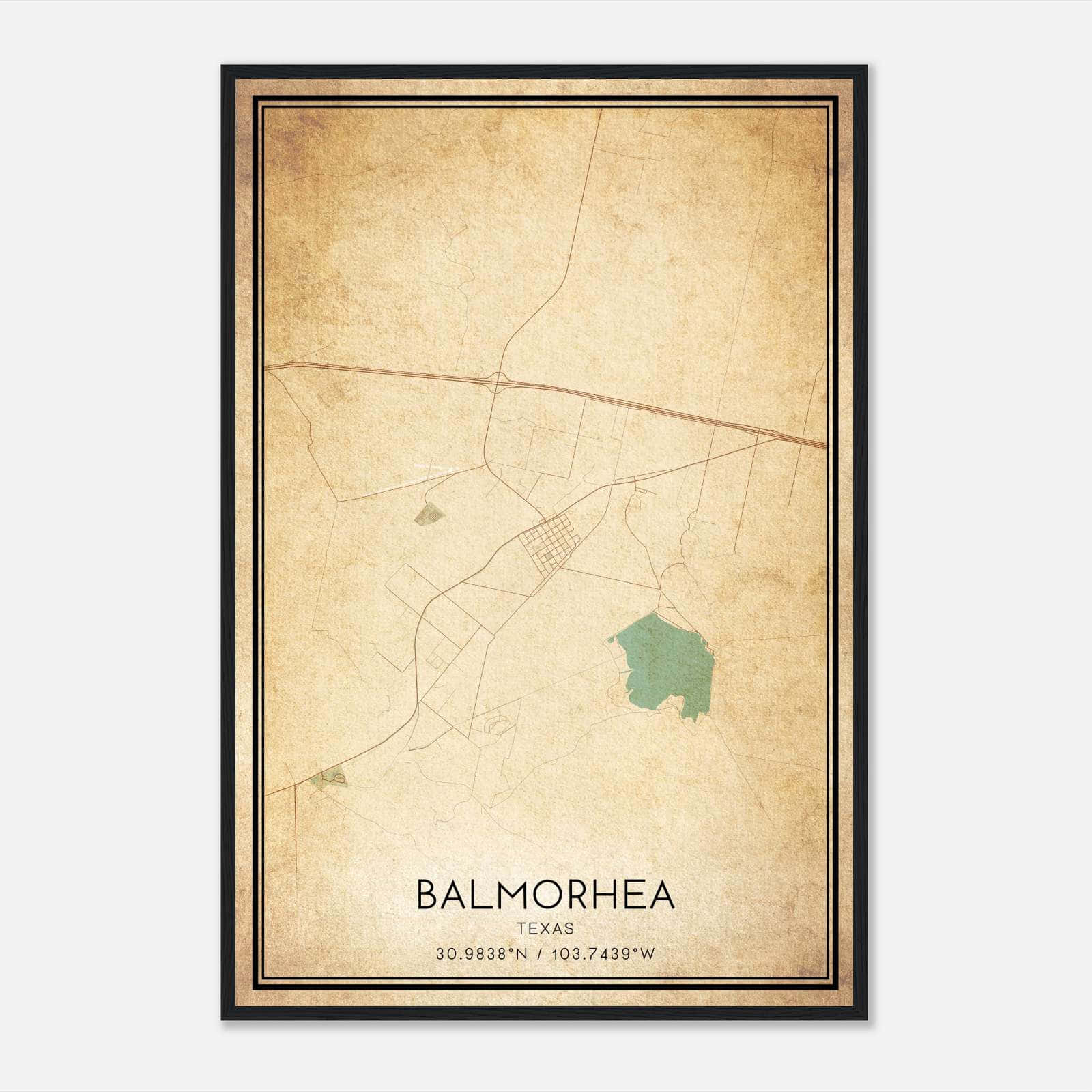 Vintage Balmorhea Texas Map Poster, Balmorhea TX City Road Wall Art ...