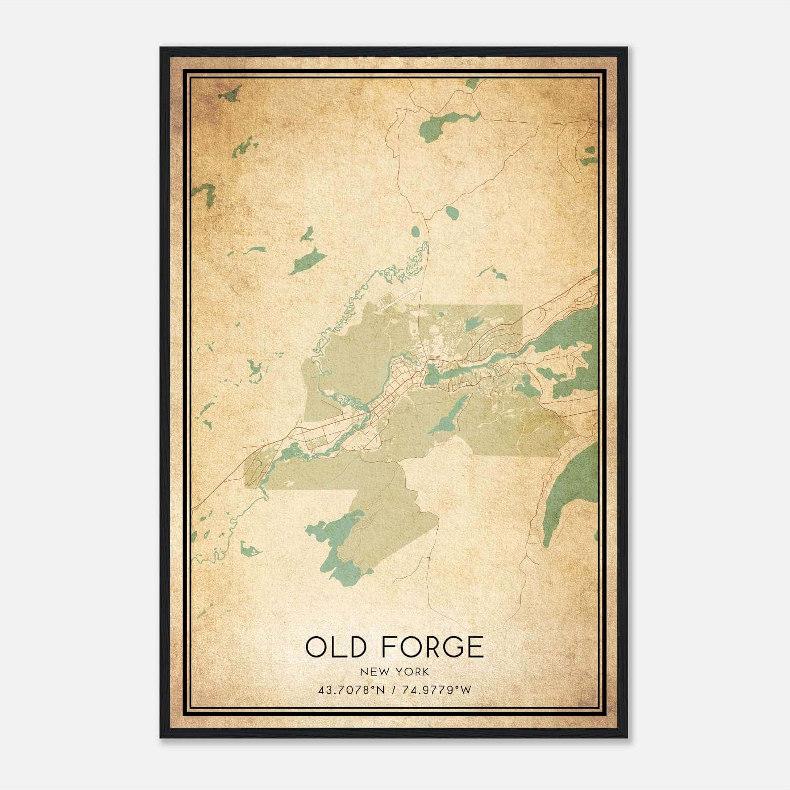 Vintage Old Forge New York Map Poster, Old Forge NY City Road Wall Art ...