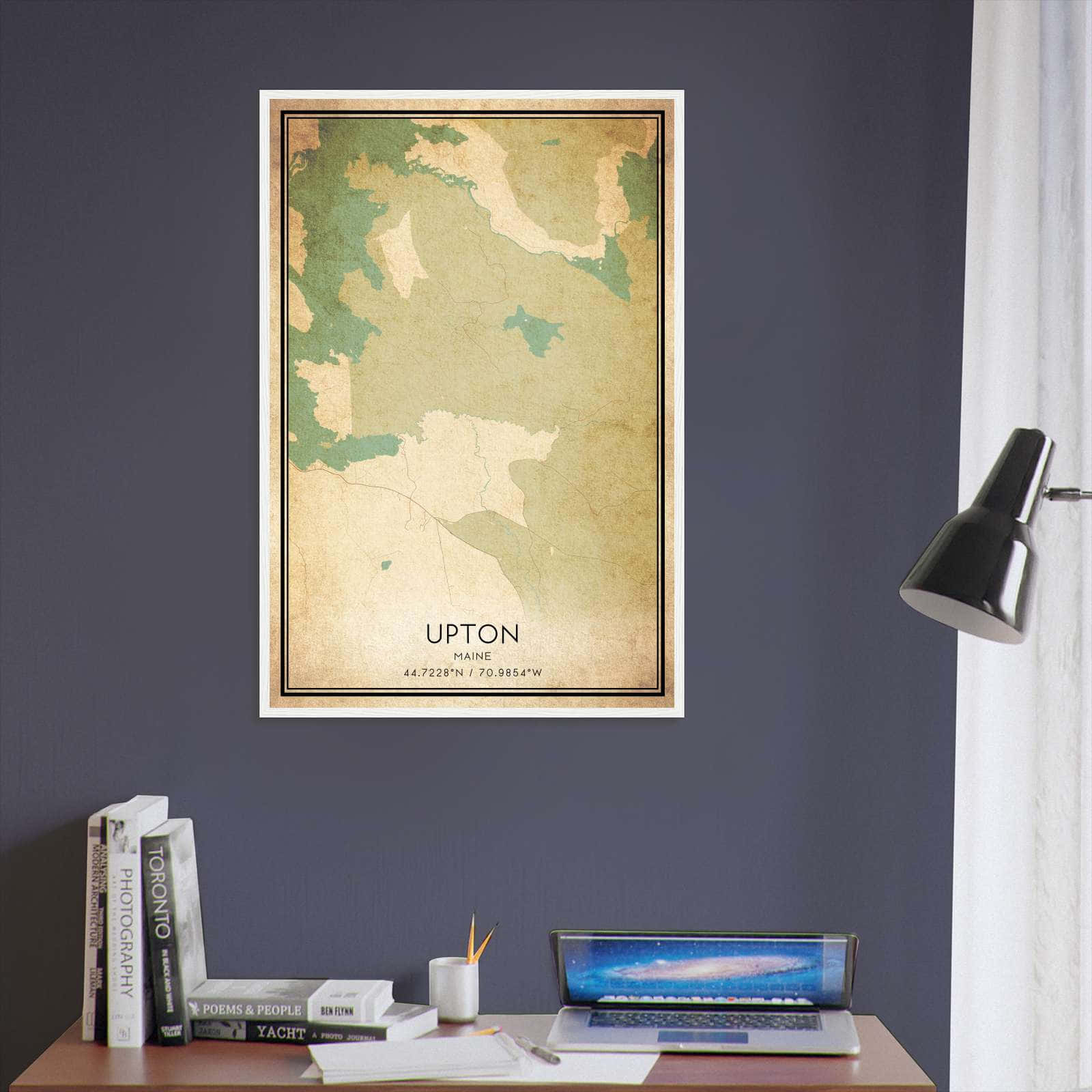 Vintage Upton Maine Map Poster, Upton ME City Road Wall Art Print ...
