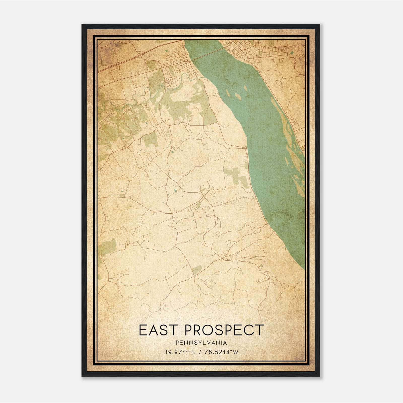 Vintage East Prospect Pennsylvania Map Poster, East Prospect PA City ...