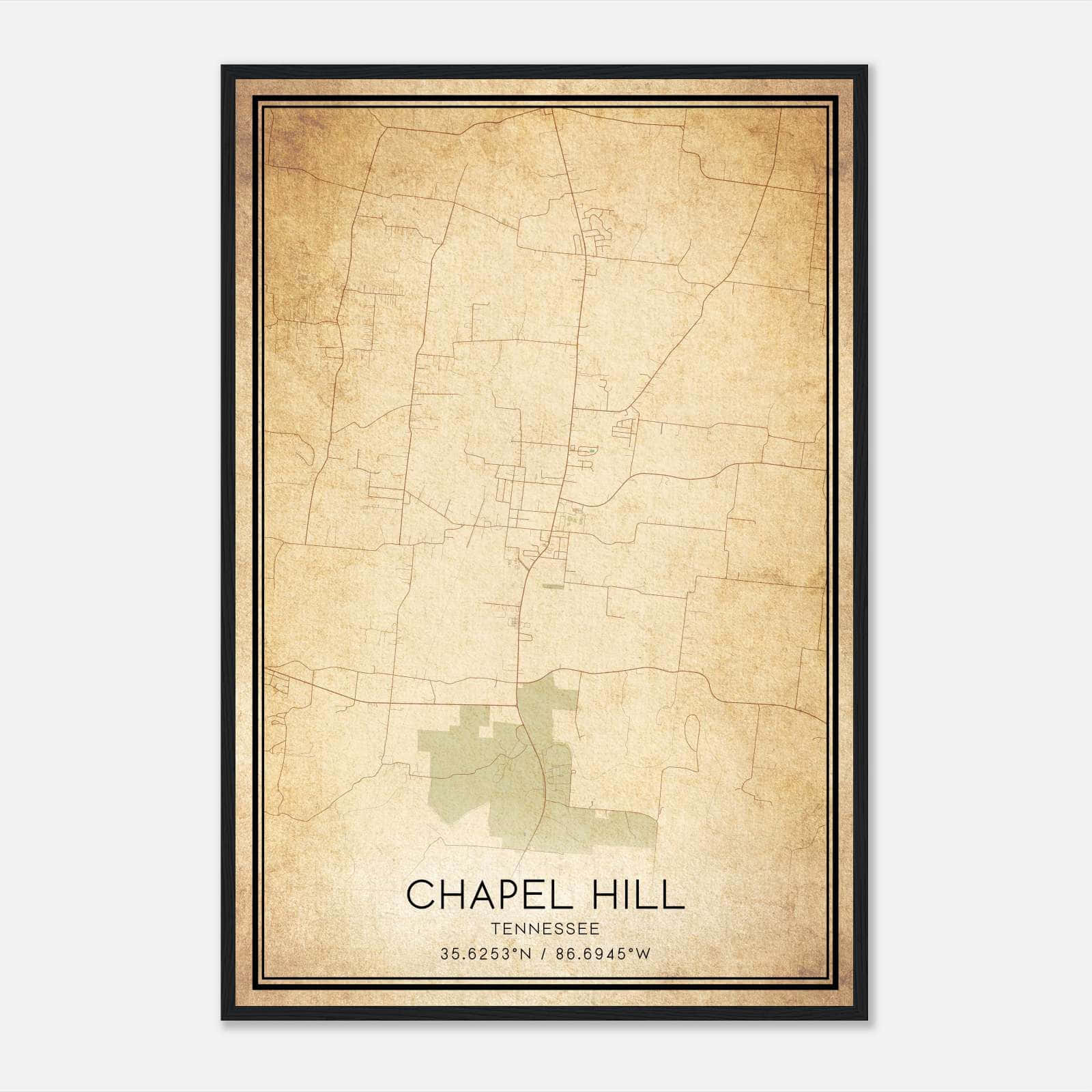 Vintage Chapel Hill Tennessee Map Poster, Chapel Hill TN City Road Wall ...