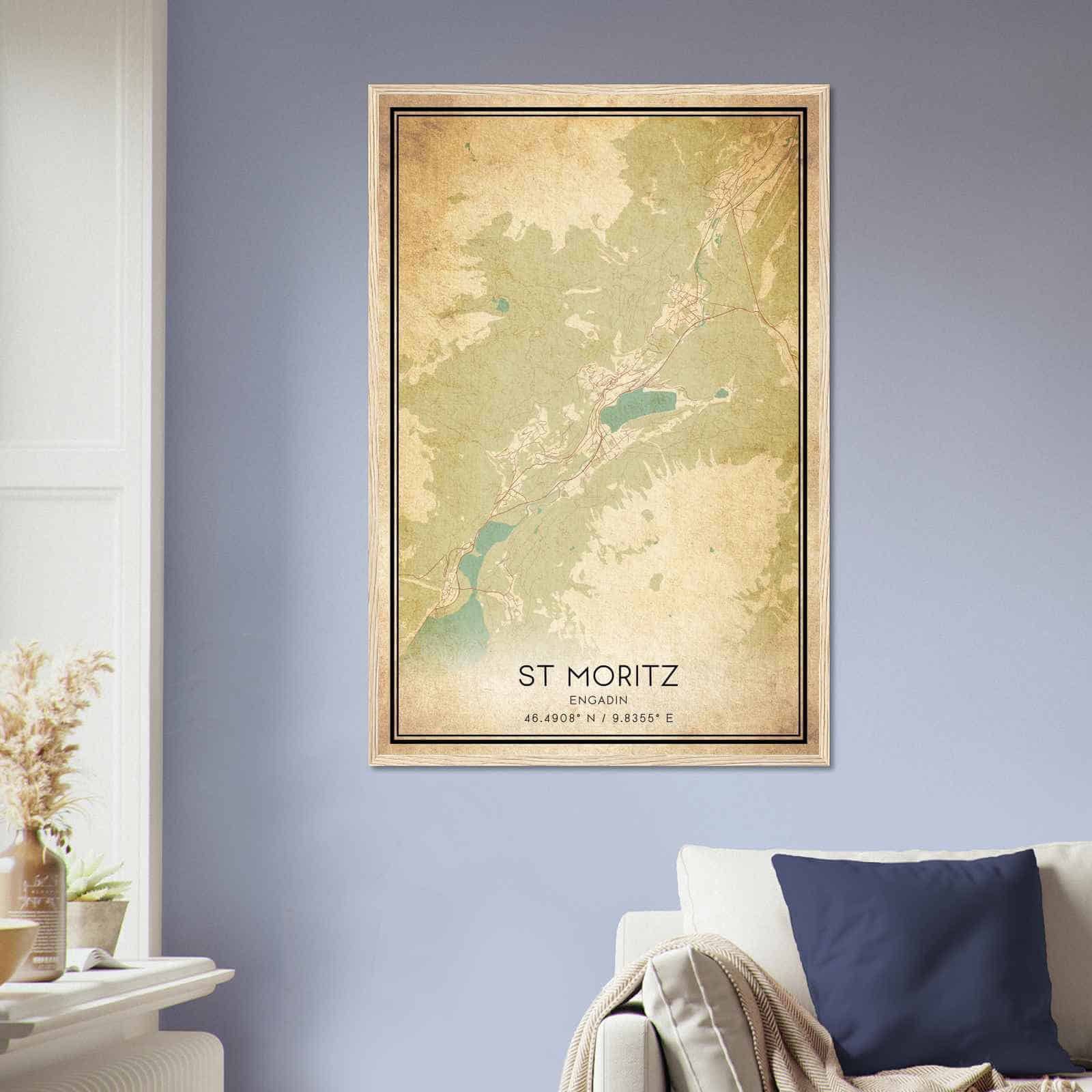 Vintage St Moritz Engadin Map Poster, St Moritz City Road Wall Art ...