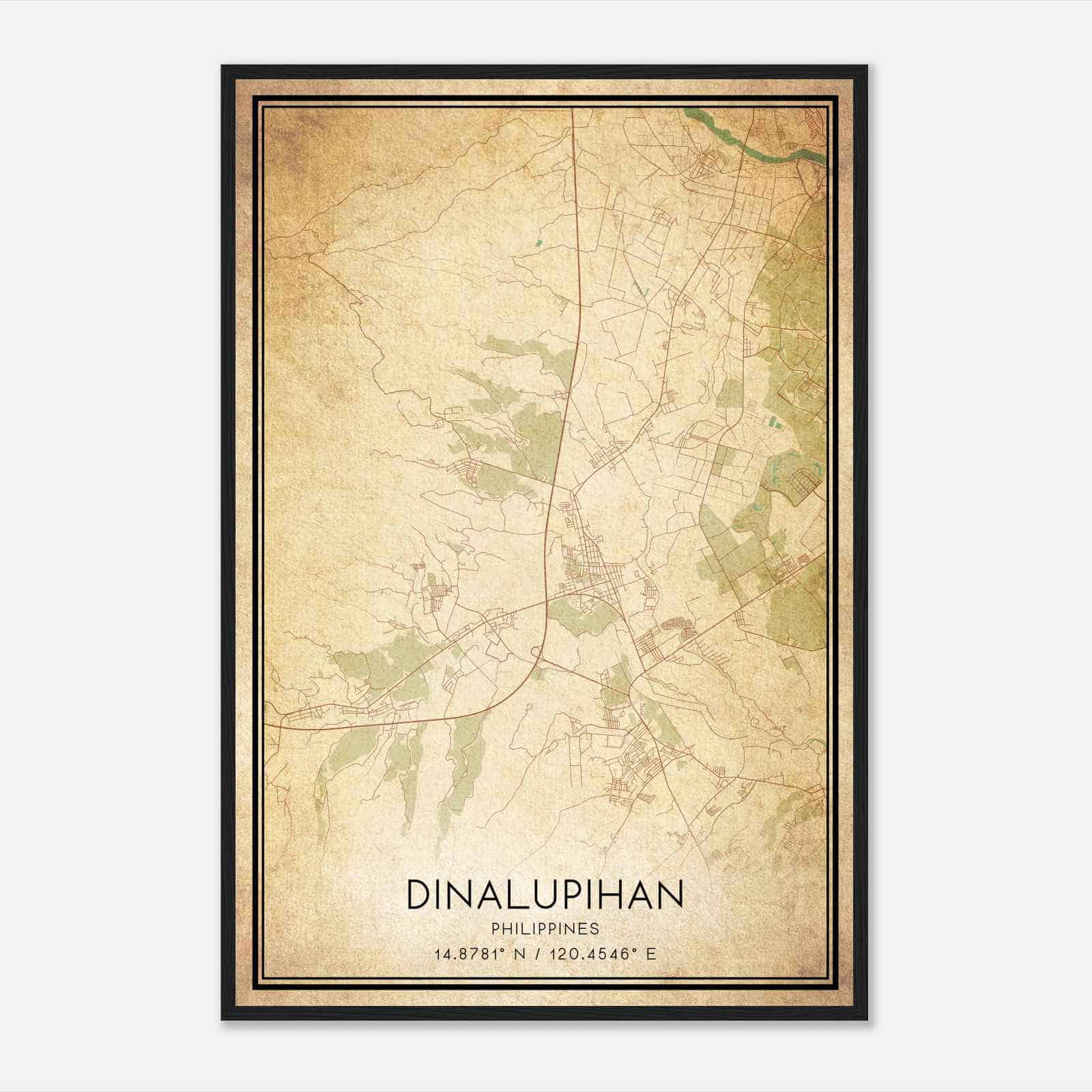Vintage Dinalupihan Philippines Map Poster, Dinalupihan City Road Wall ...