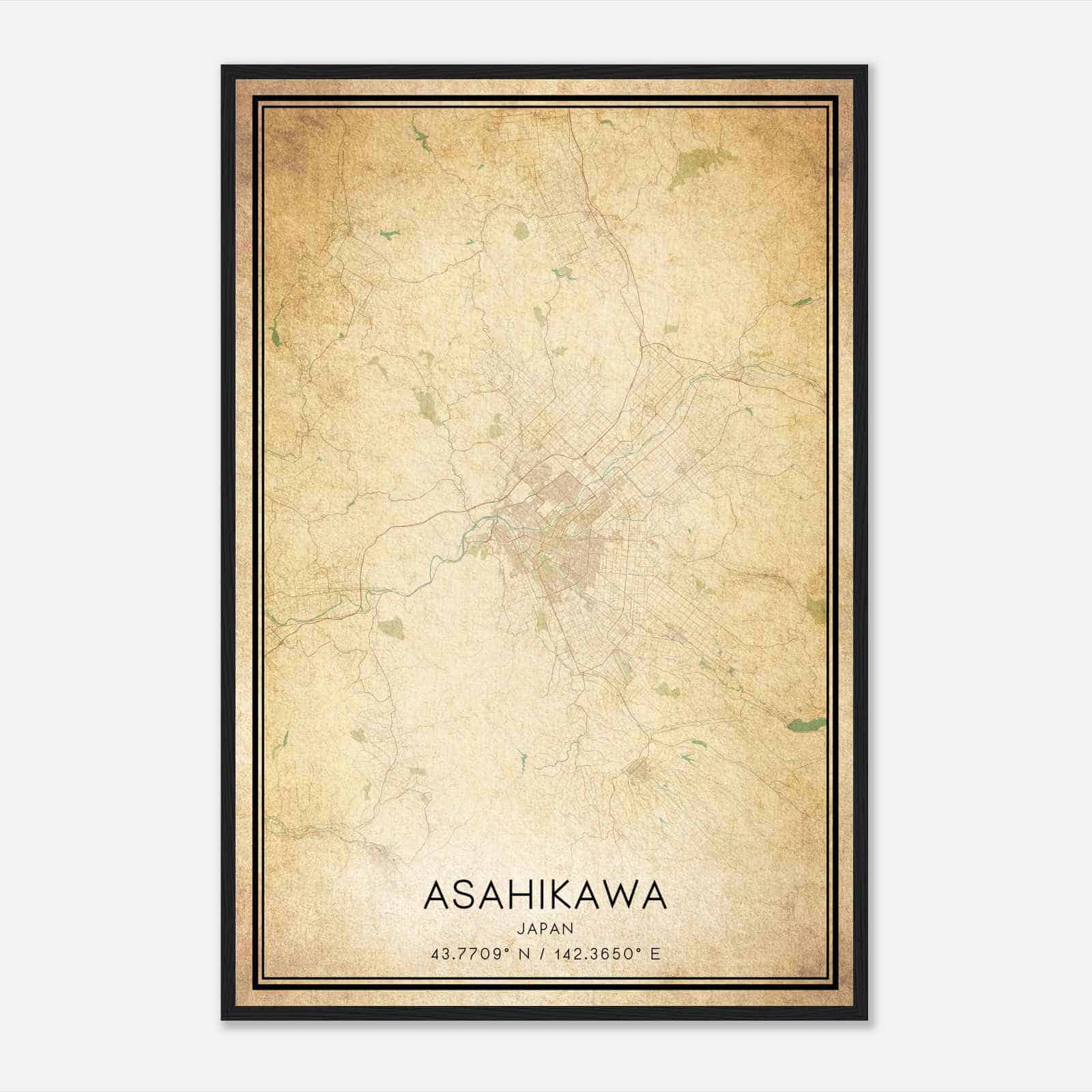 Vintage Asahikawa Japan Map Poster, Asahikawa City Road Wall Art Print ...