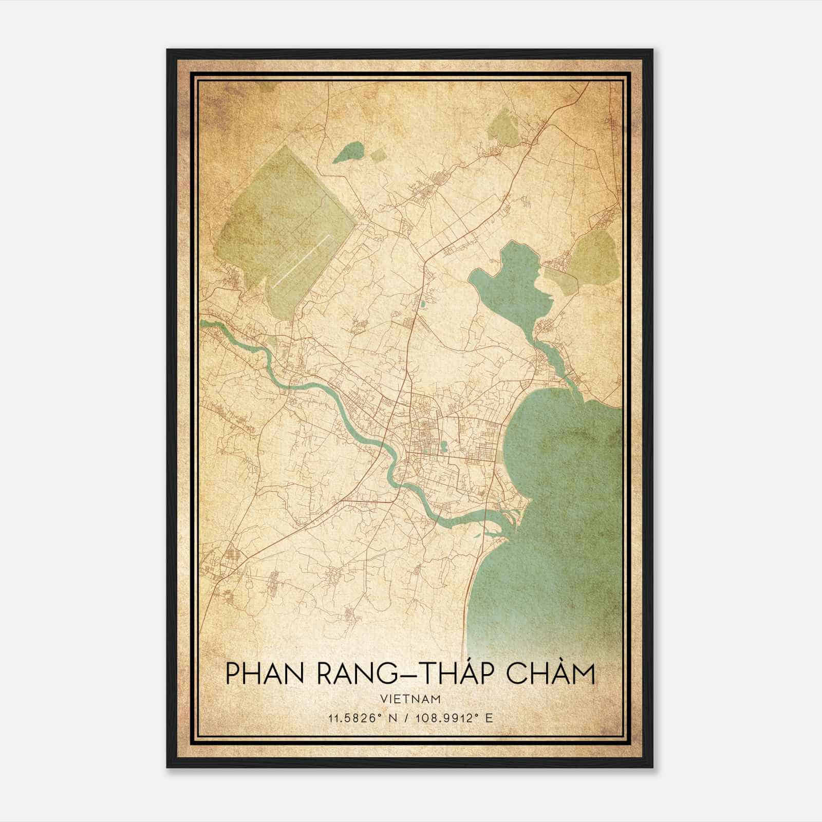 Vintage Phan RangThap Cham Vietnam Map Poster, Phan RangThap Cham City ...