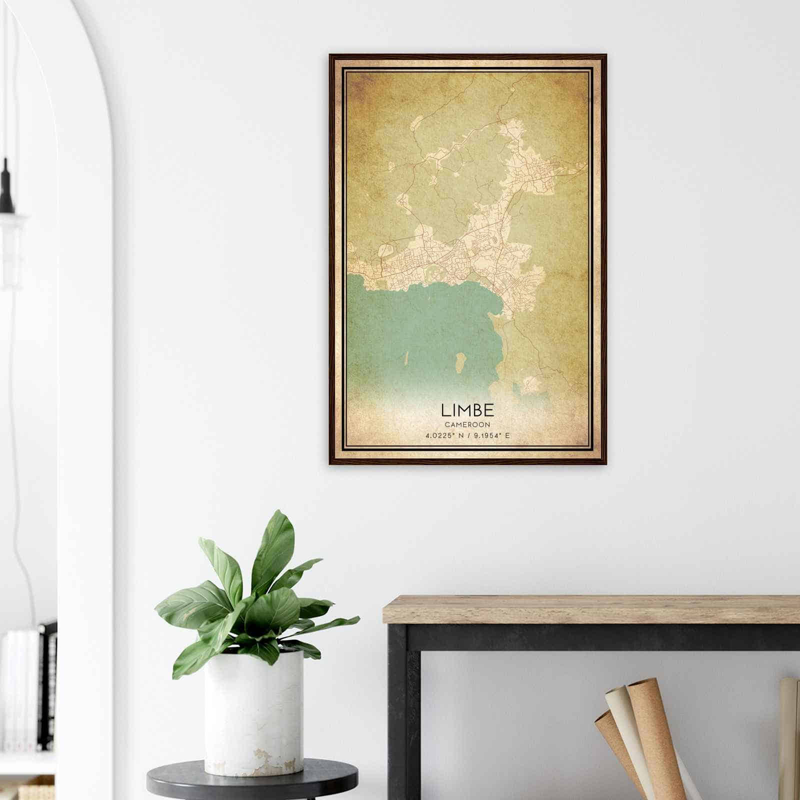 Vintage Limbe Cameroon Map Poster, Limbe City Road Wall Art Print ...