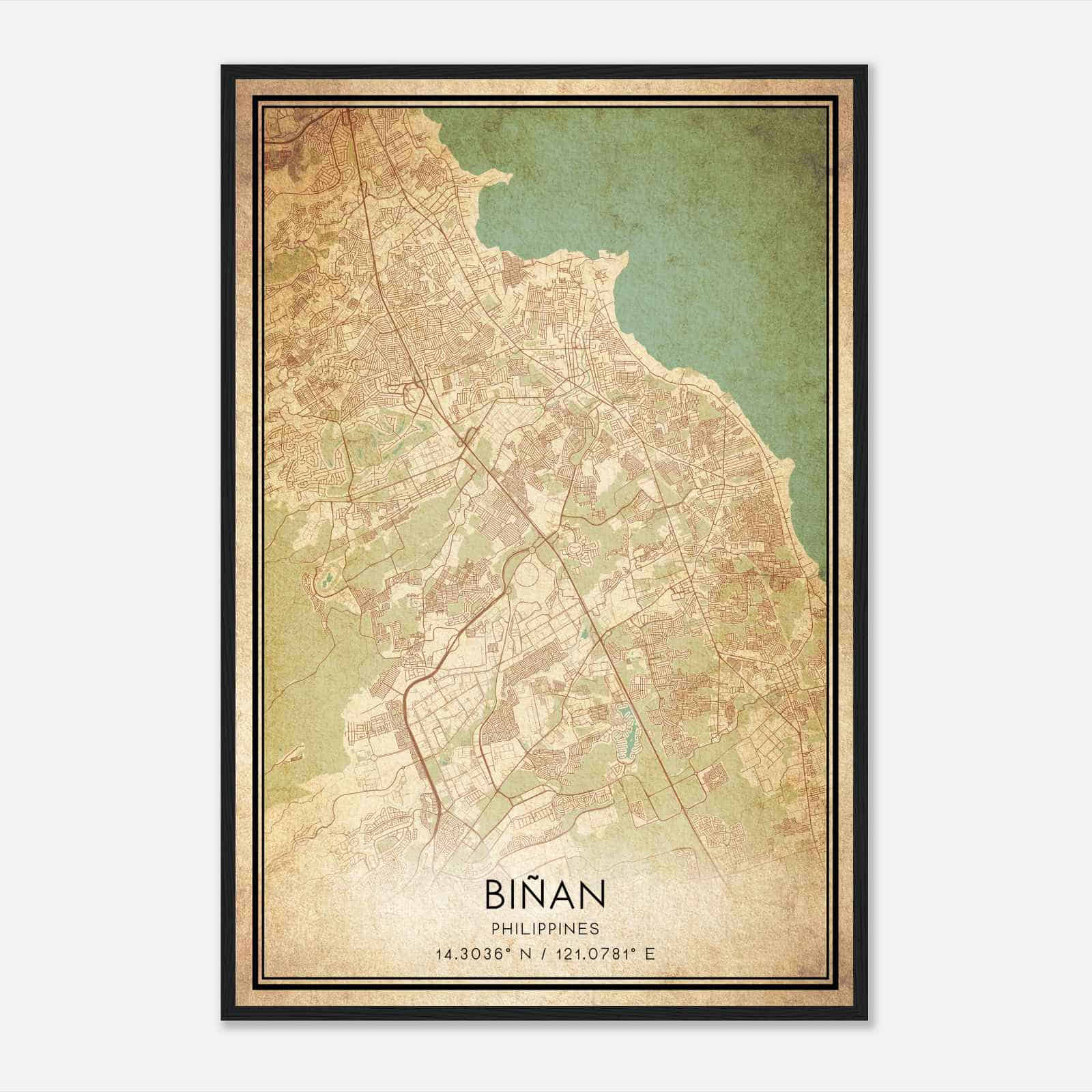 Vintage Binan Philippines Map Poster, Binan City Road Wall Art Print ...